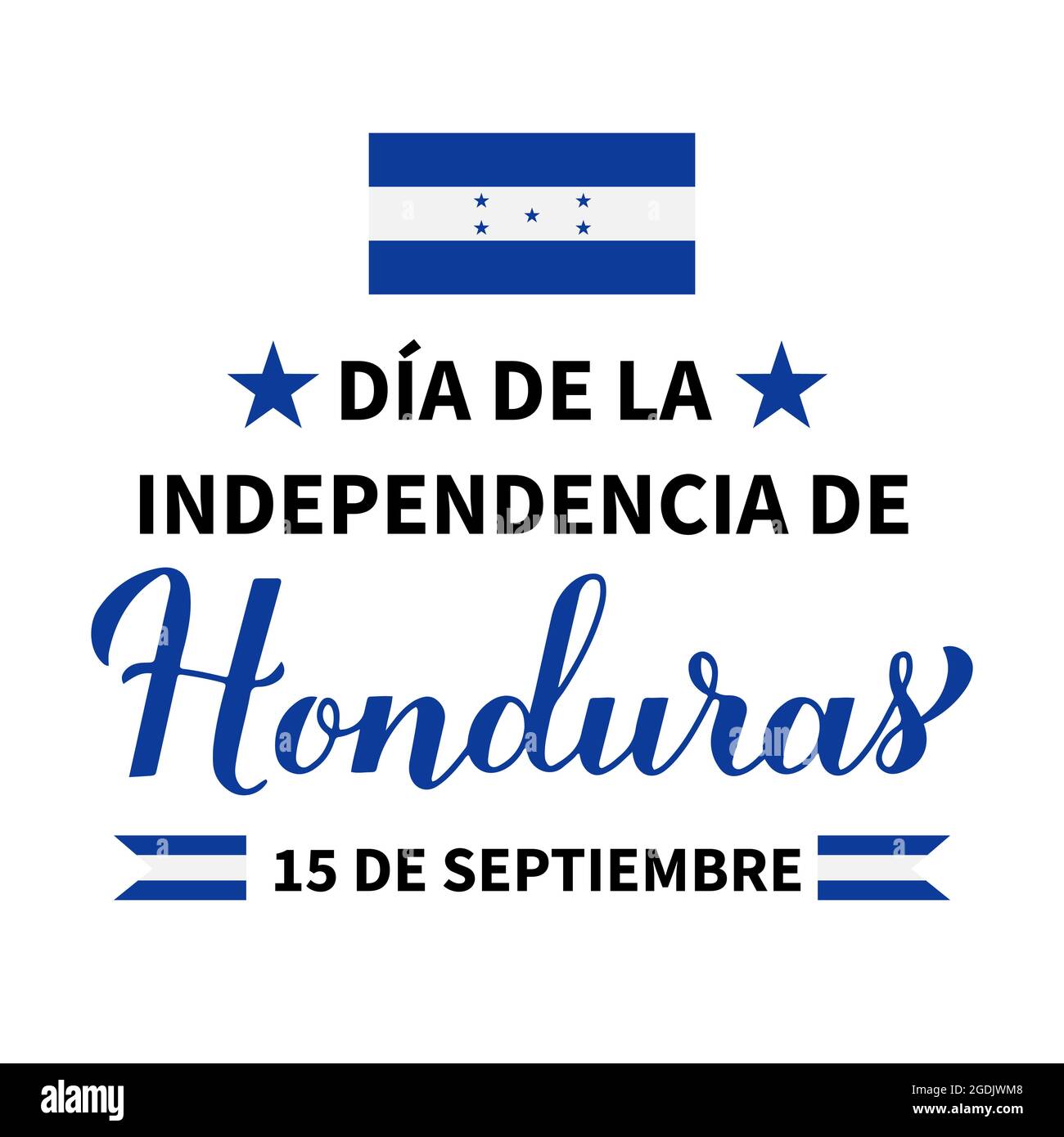Honduras Independence Day calligraphy lettering in Spanish. National ...