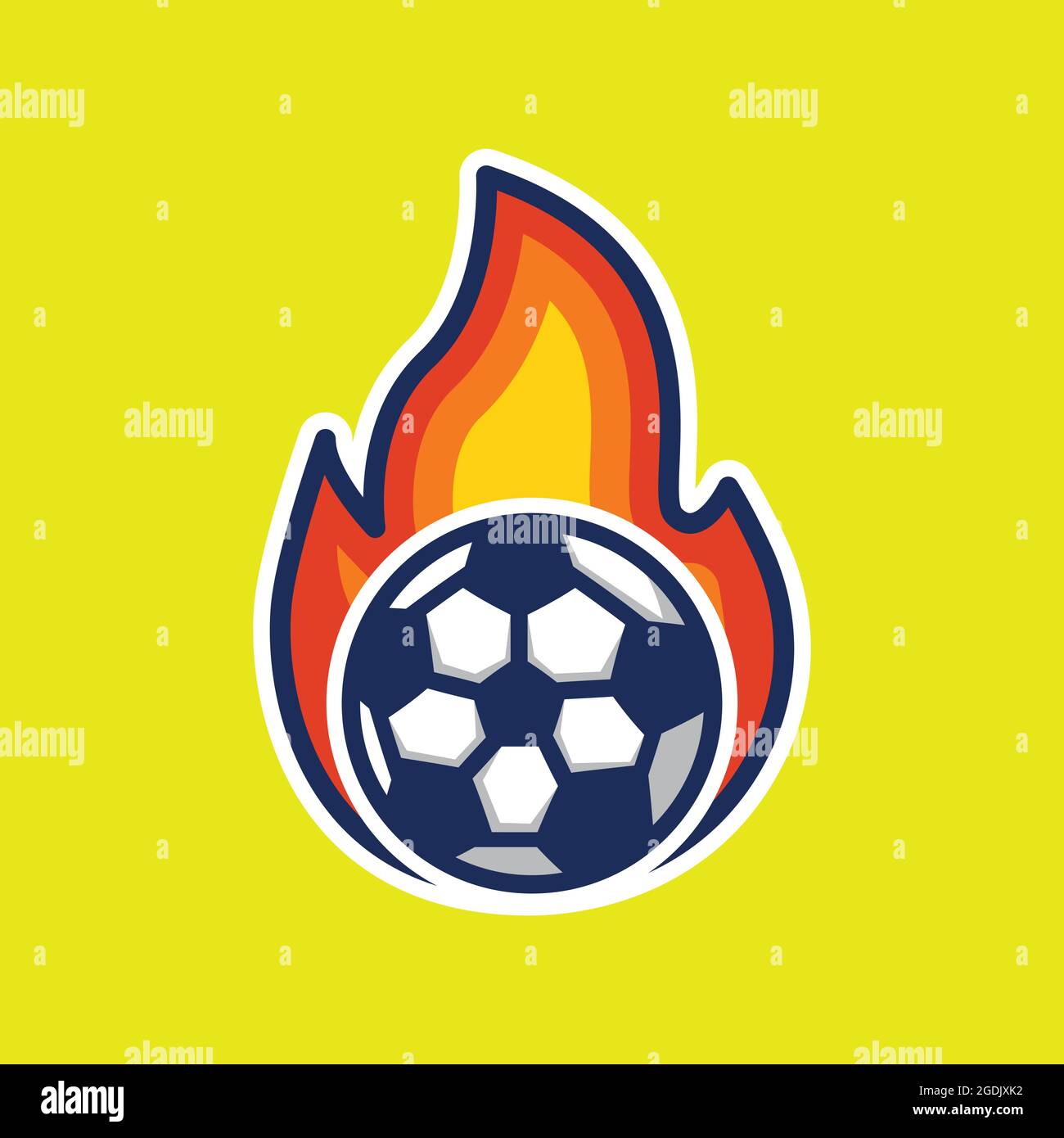 soccer ball covered in fire illustration simple style, football vector ...