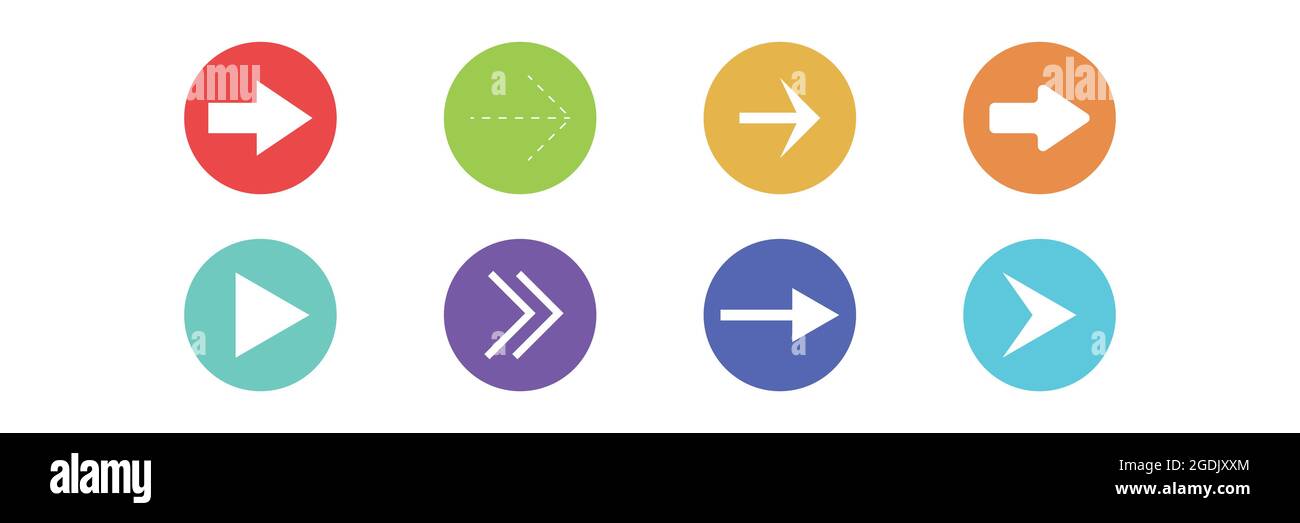 arrow sign icon set with a simple circle, arrow icon for web, simple ...