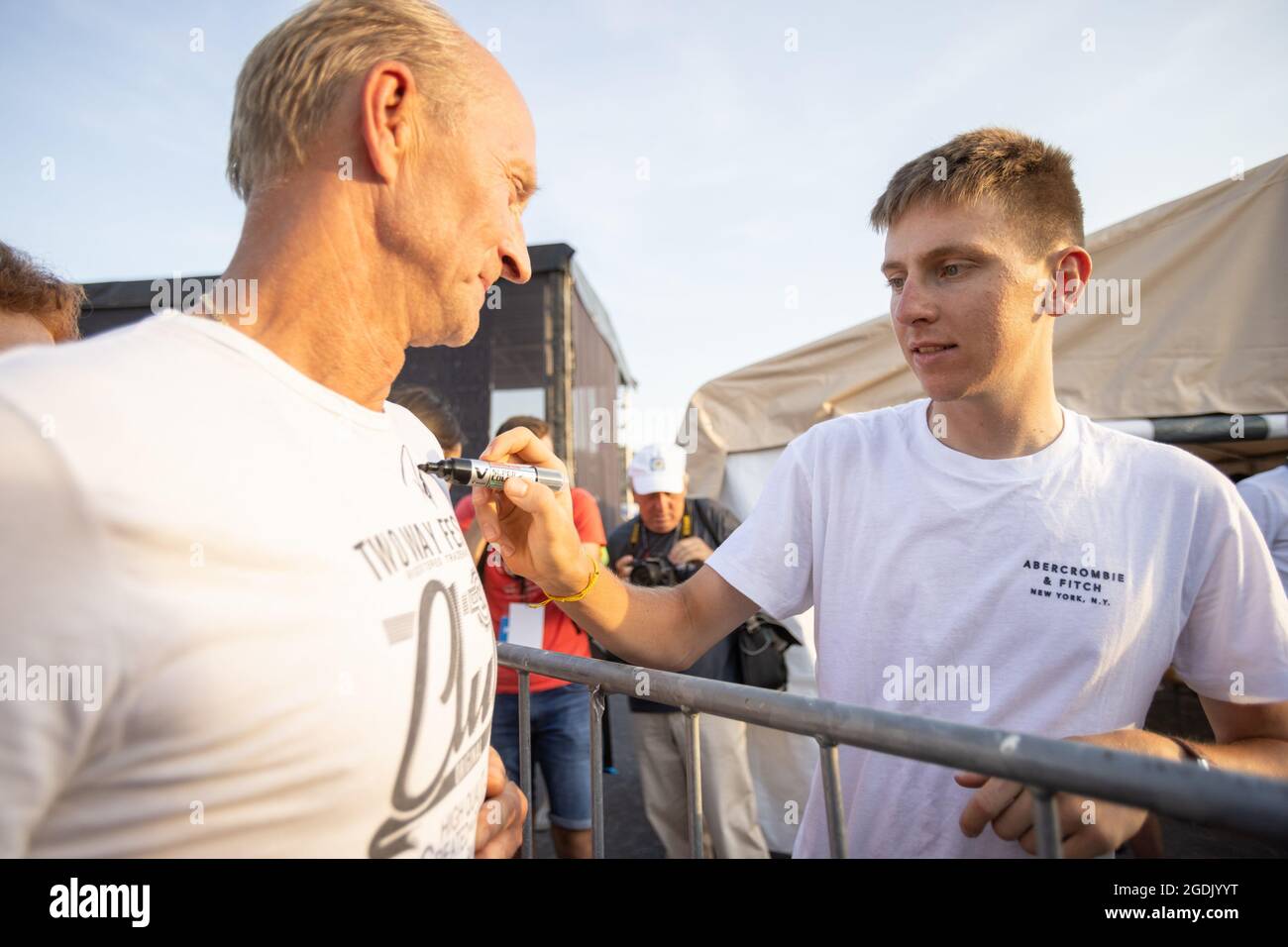 Komenda, Slovenia. 13th Aug, 2021. Two-time Tour de France winner Tadej ...