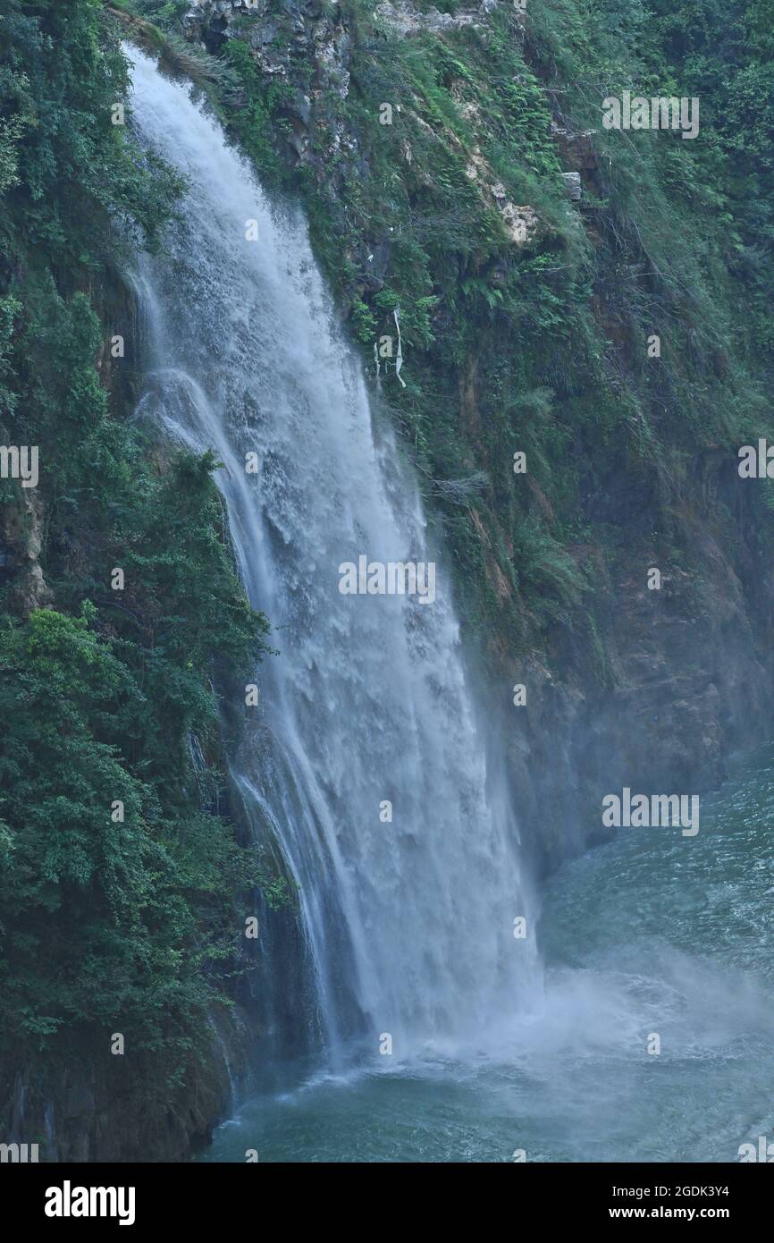 Qiandongnan, CHINA - AUGUST 10, 2021 - The longao Feishui Waterfall ...