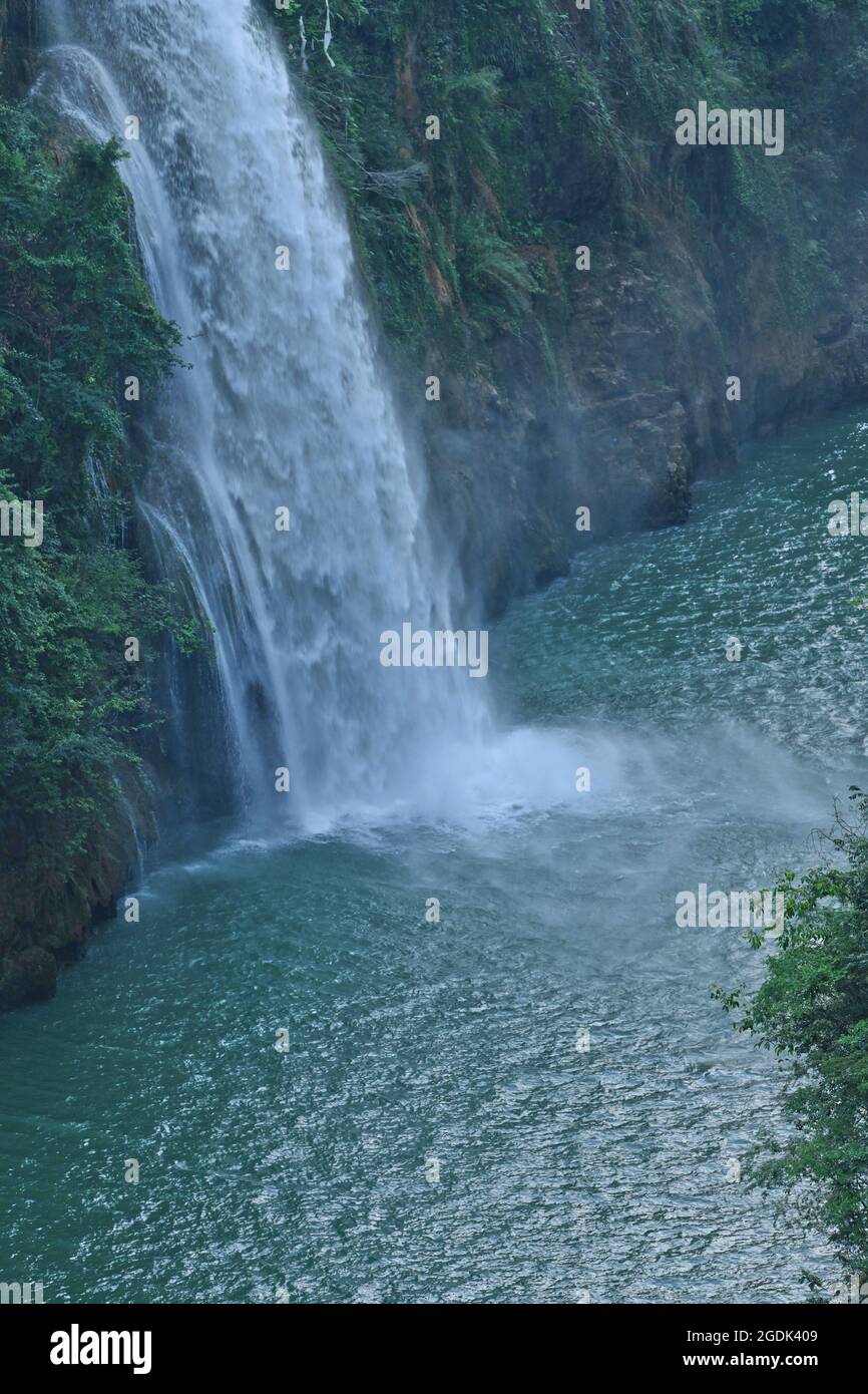 Qiandongnan, CHINA - AUGUST 10, 2021 - The longao Feishui Waterfall ...