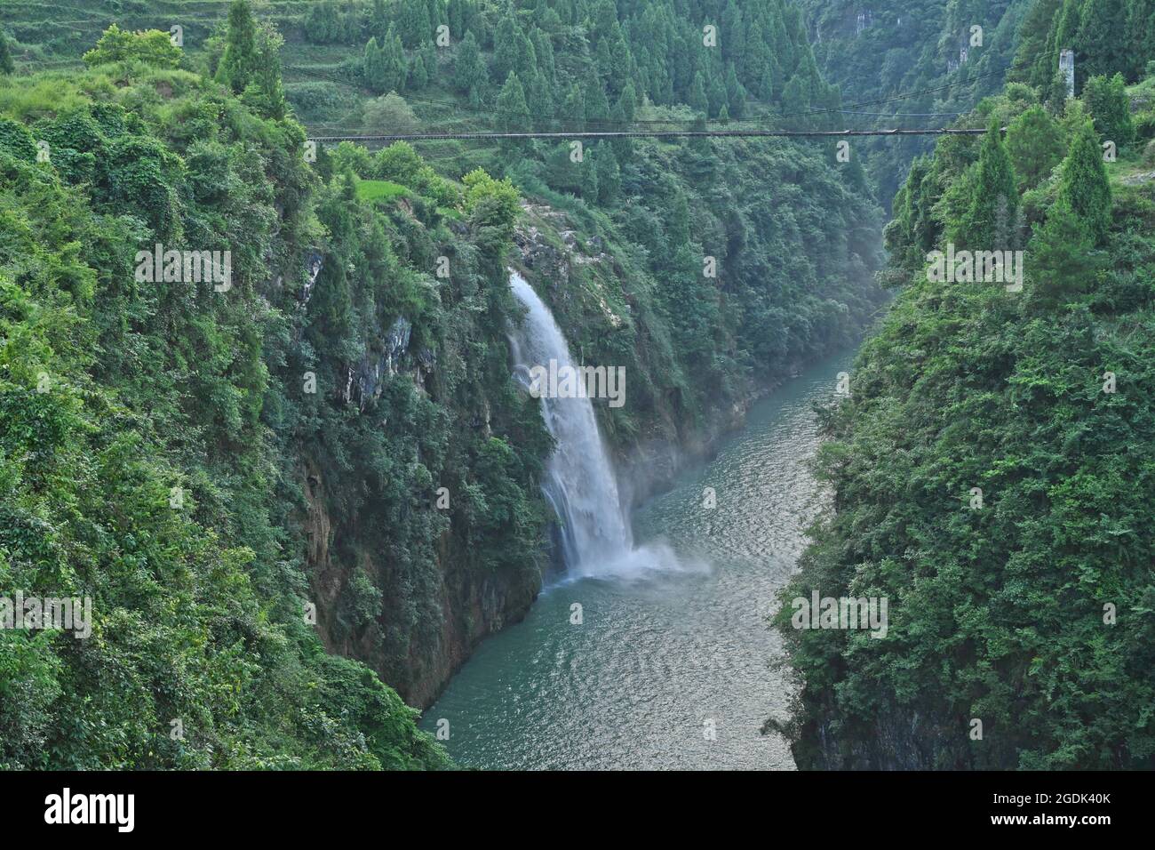 Qiandongnan, CHINA - AUGUST 10, 2021 - The longao Feishui Waterfall ...