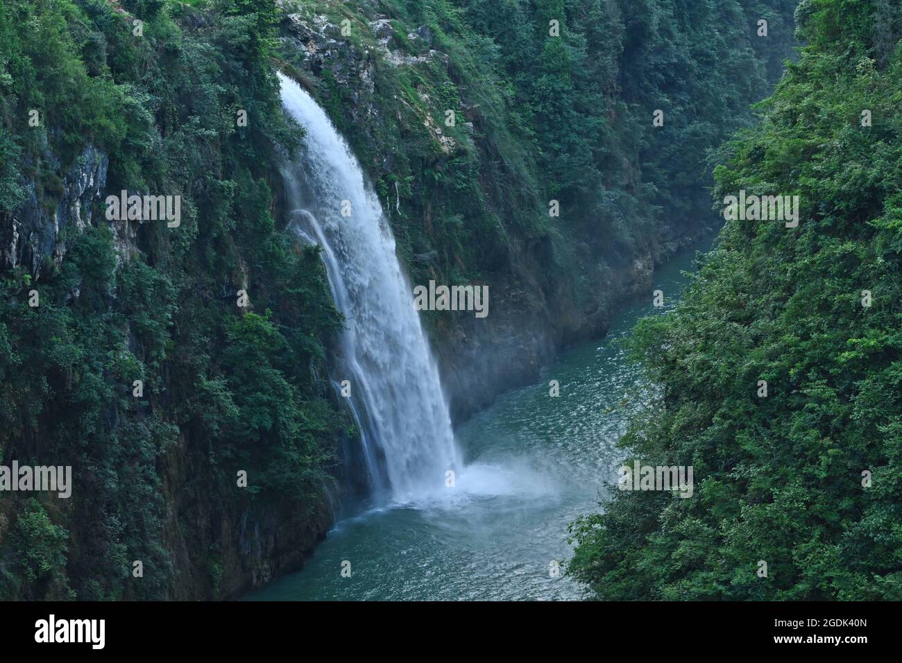 Qiandongnan, CHINA - AUGUST 10, 2021 - The longao Feishui Waterfall ...