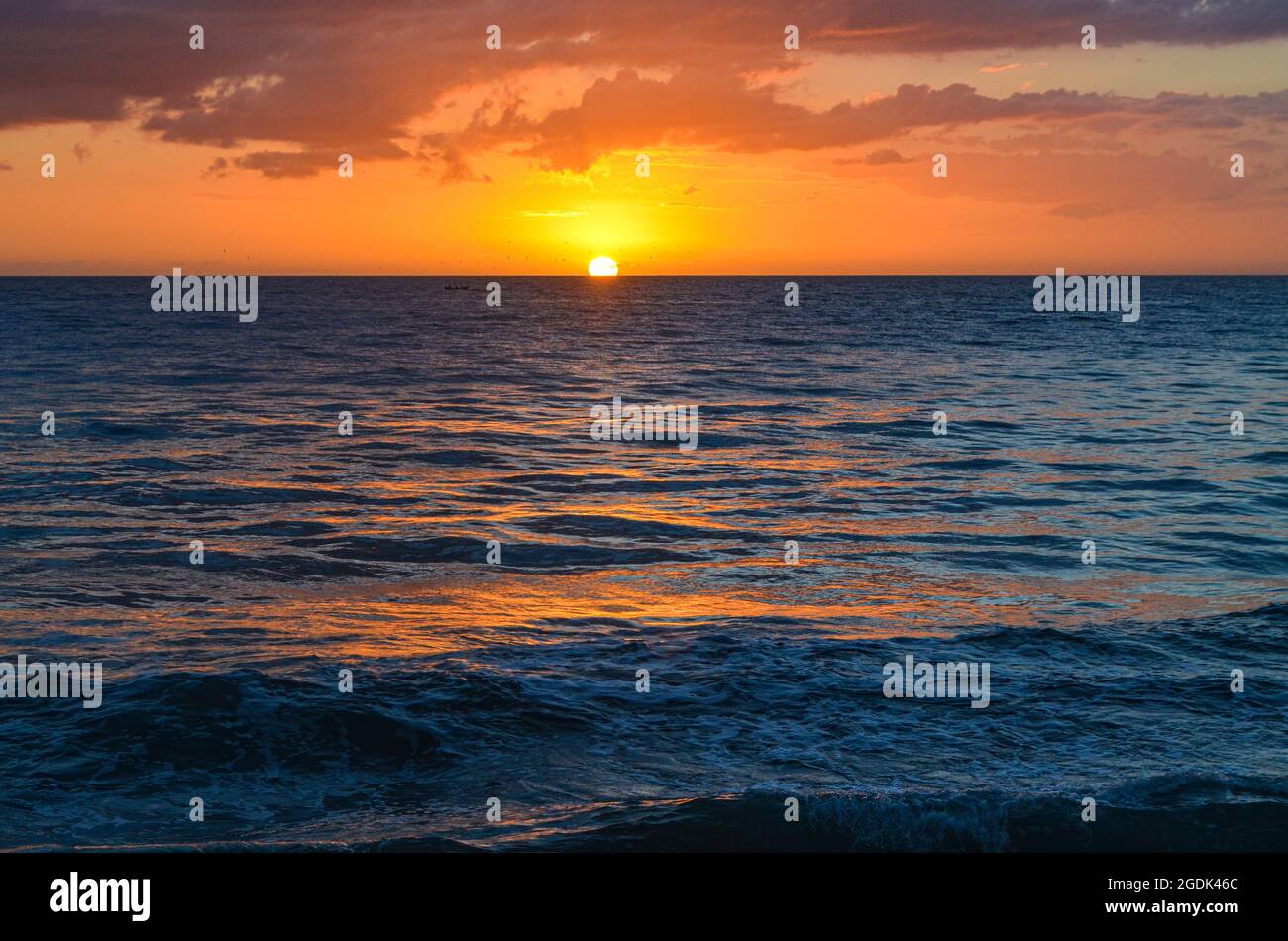 Amazing sunset over the Caribbean Sea from Rincon, Puerto Rico. Copy ...