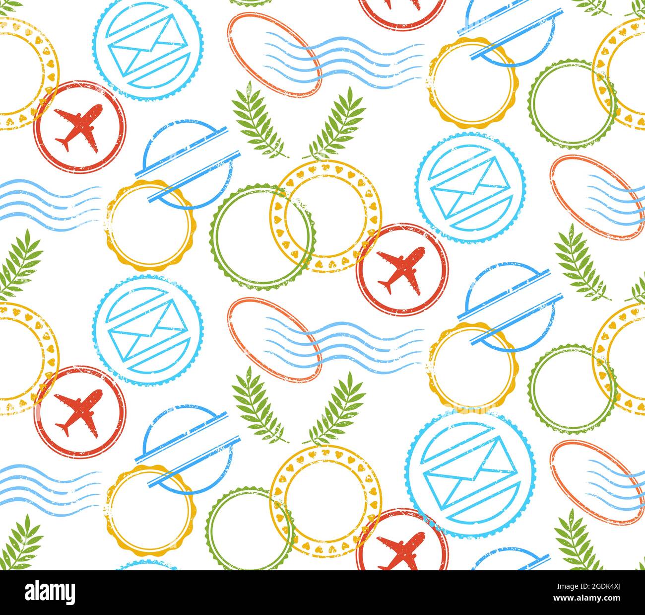 Postal Stamp seamless pattern, frame grunge background. Icon border ...
