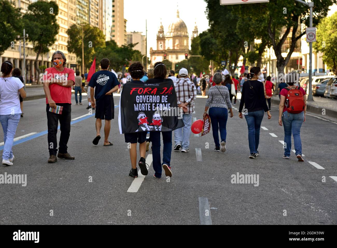 Brazil – July 24, 2021: Marchers angry over Brazil's President Jair ...