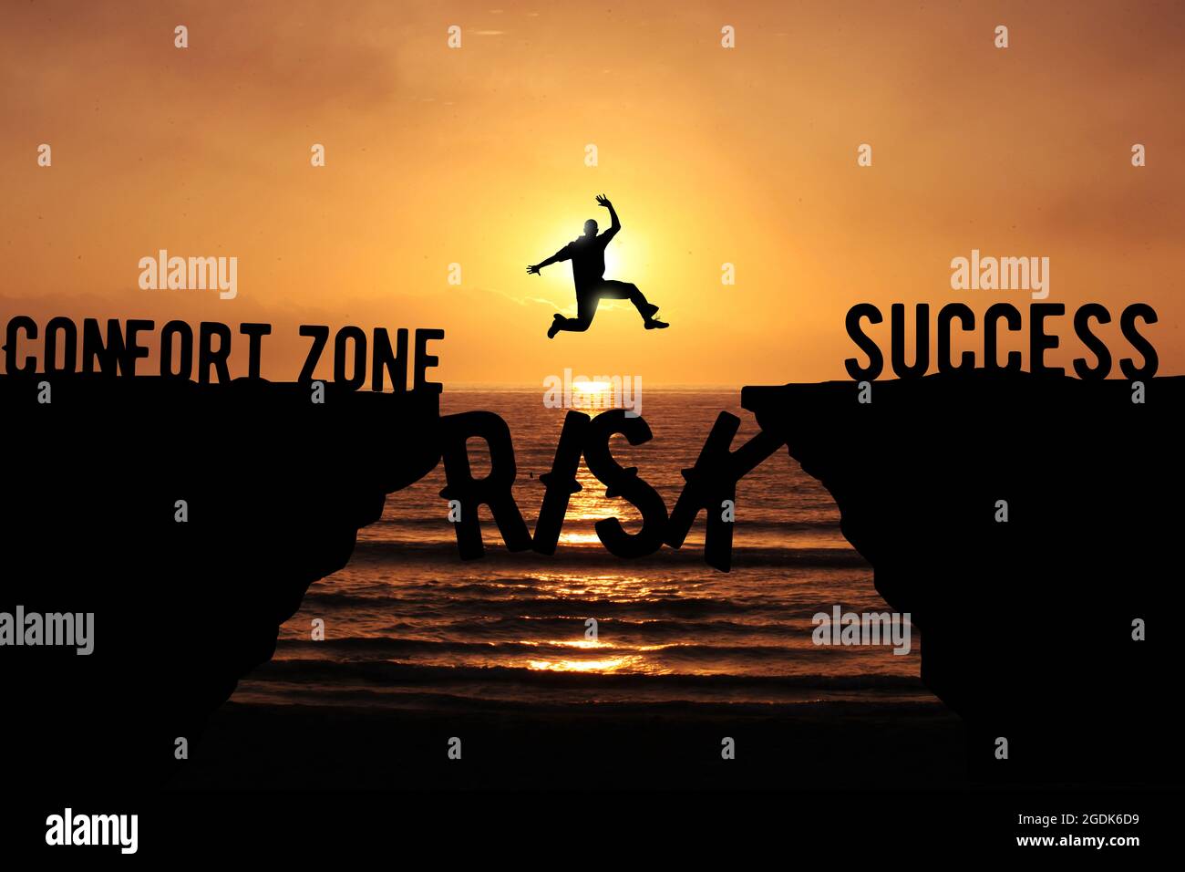 Man taking A Risk and Jumping Over the Cliff To Leave his Comfort zone ...