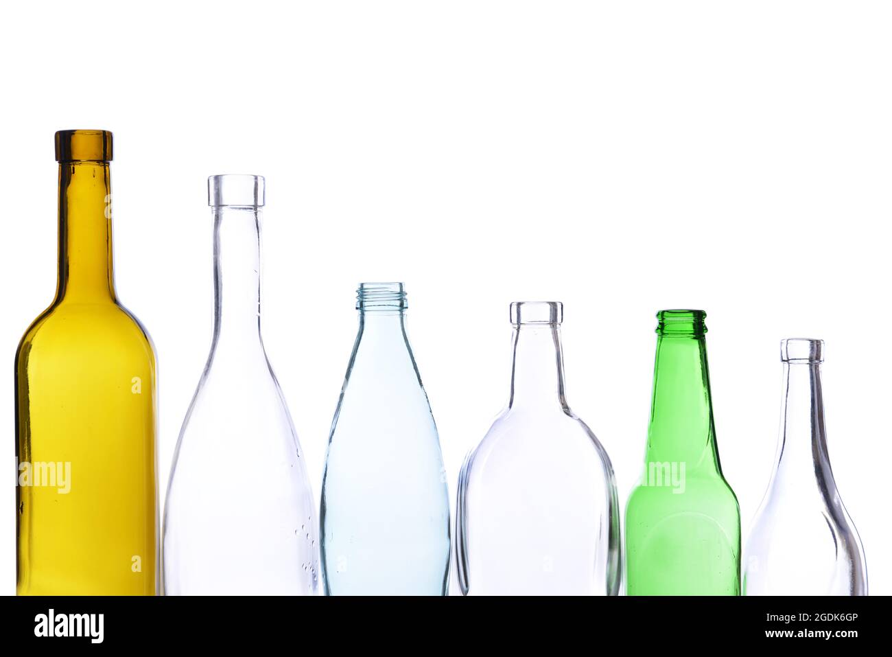 Empty glass bottles isolated on white Stock Photo - Alamy