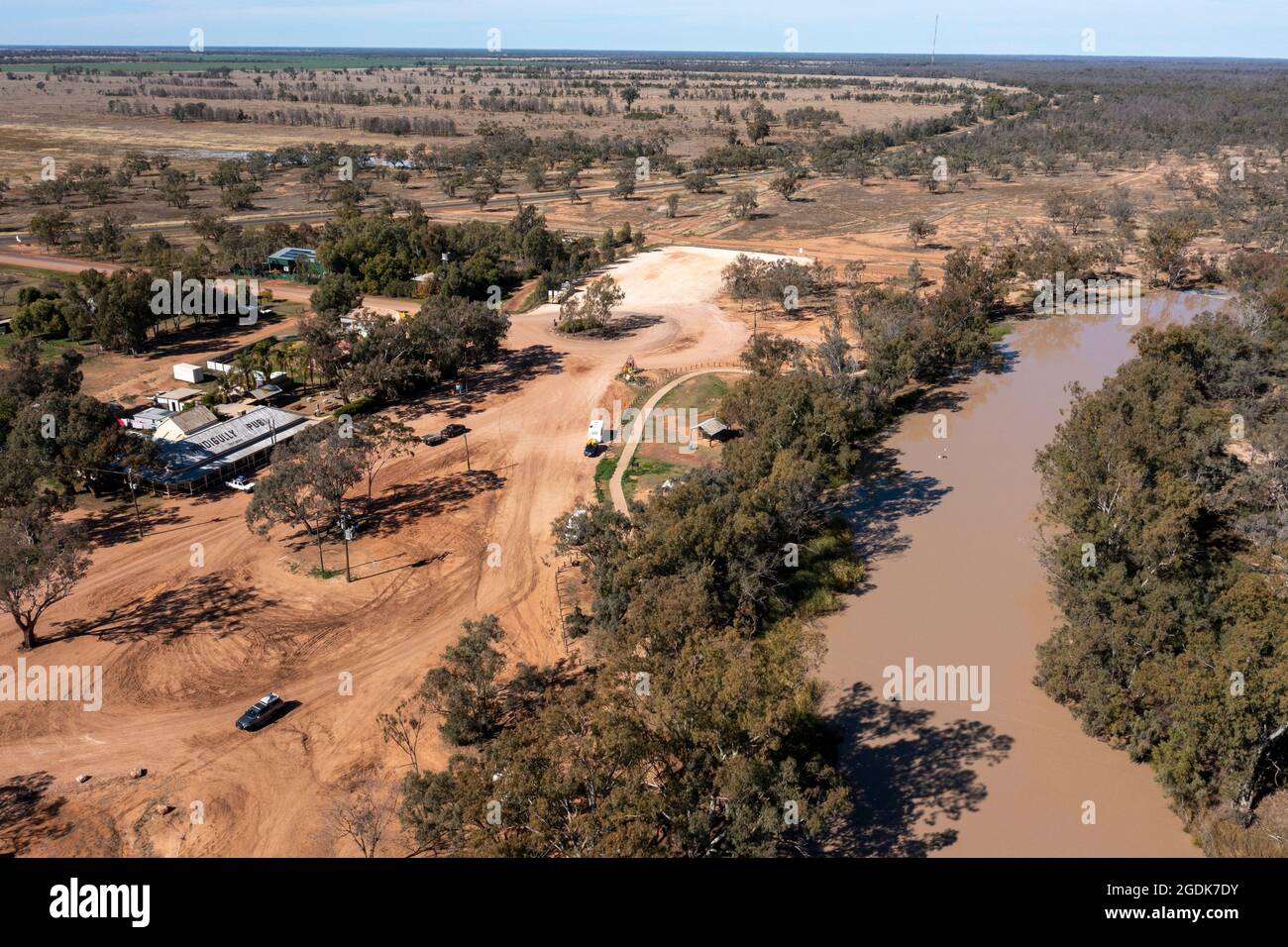 The Queensland outback town of nindigully and the Moonie river Stock ...