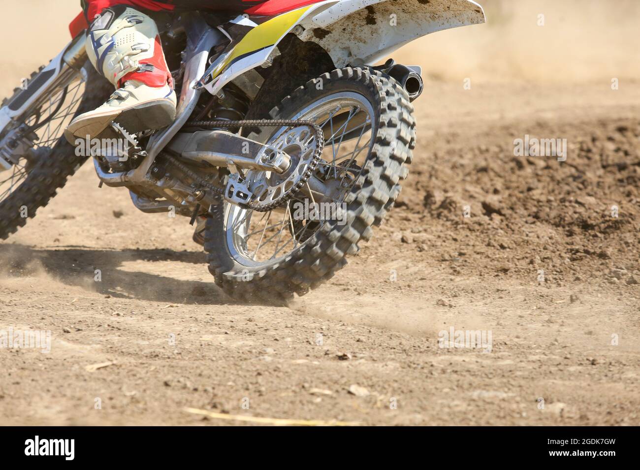 motocross racer accelerating speed in track Stock Photo - Alamy