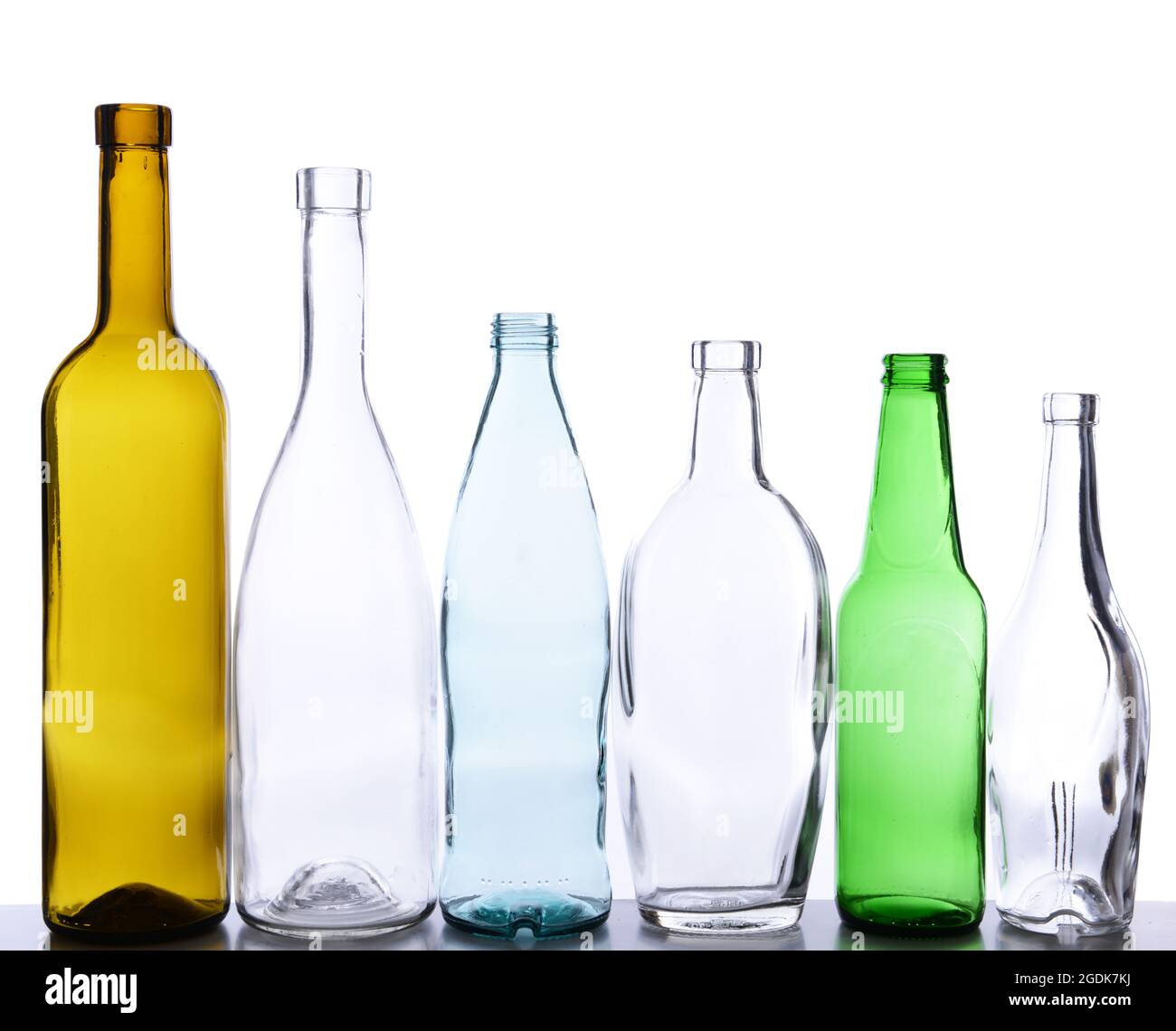 Empty glass bottles isolated on white Stock Photo - Alamy