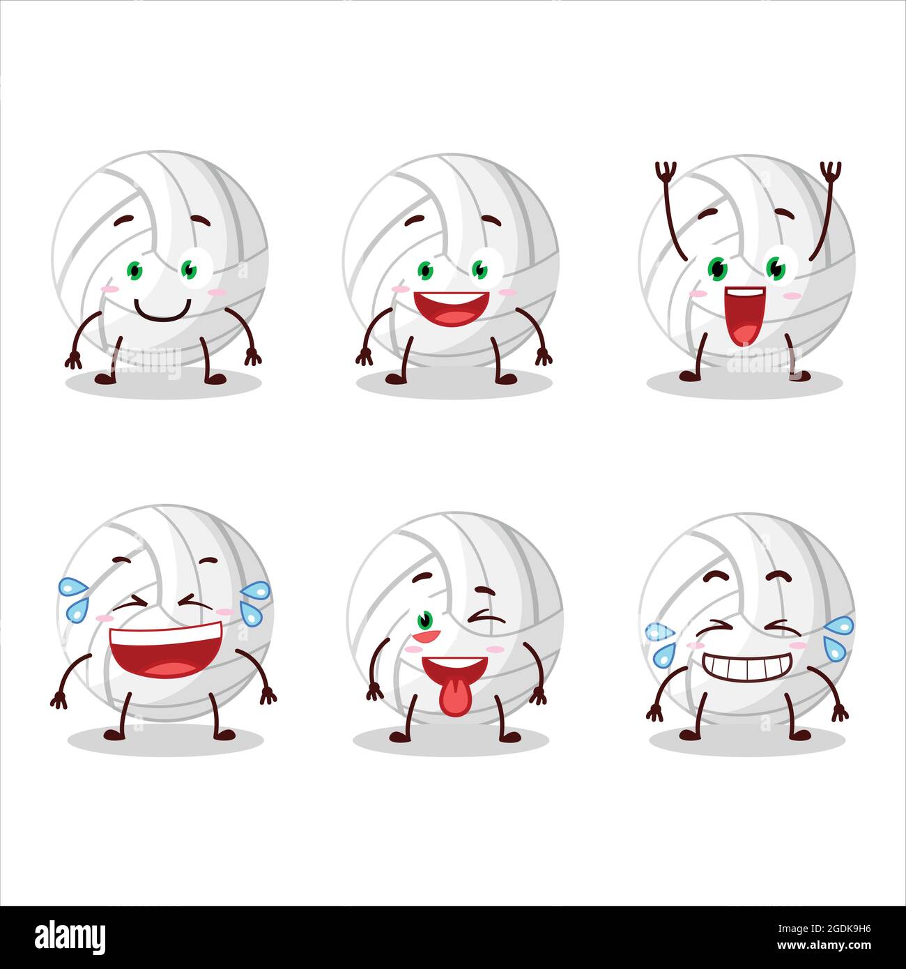 Cartoon character of white volleyball with smile expression. Vector ...