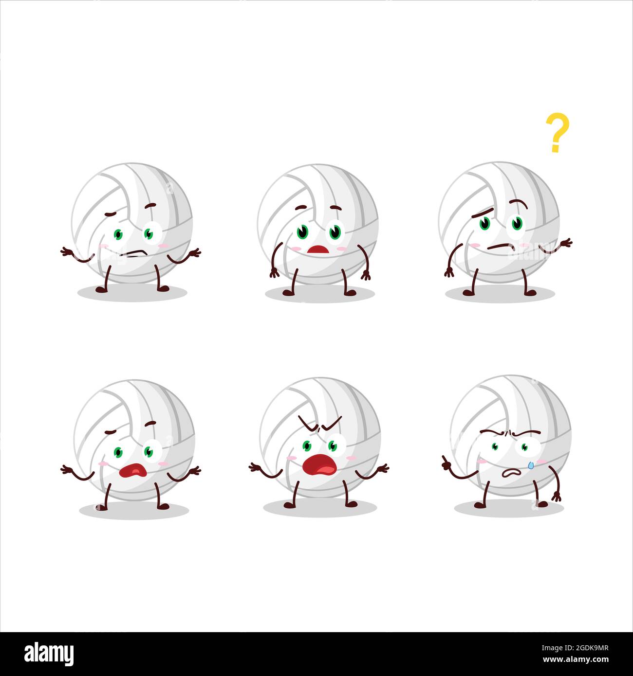 Cartoon character of white volleyball with what expression. Vector ...