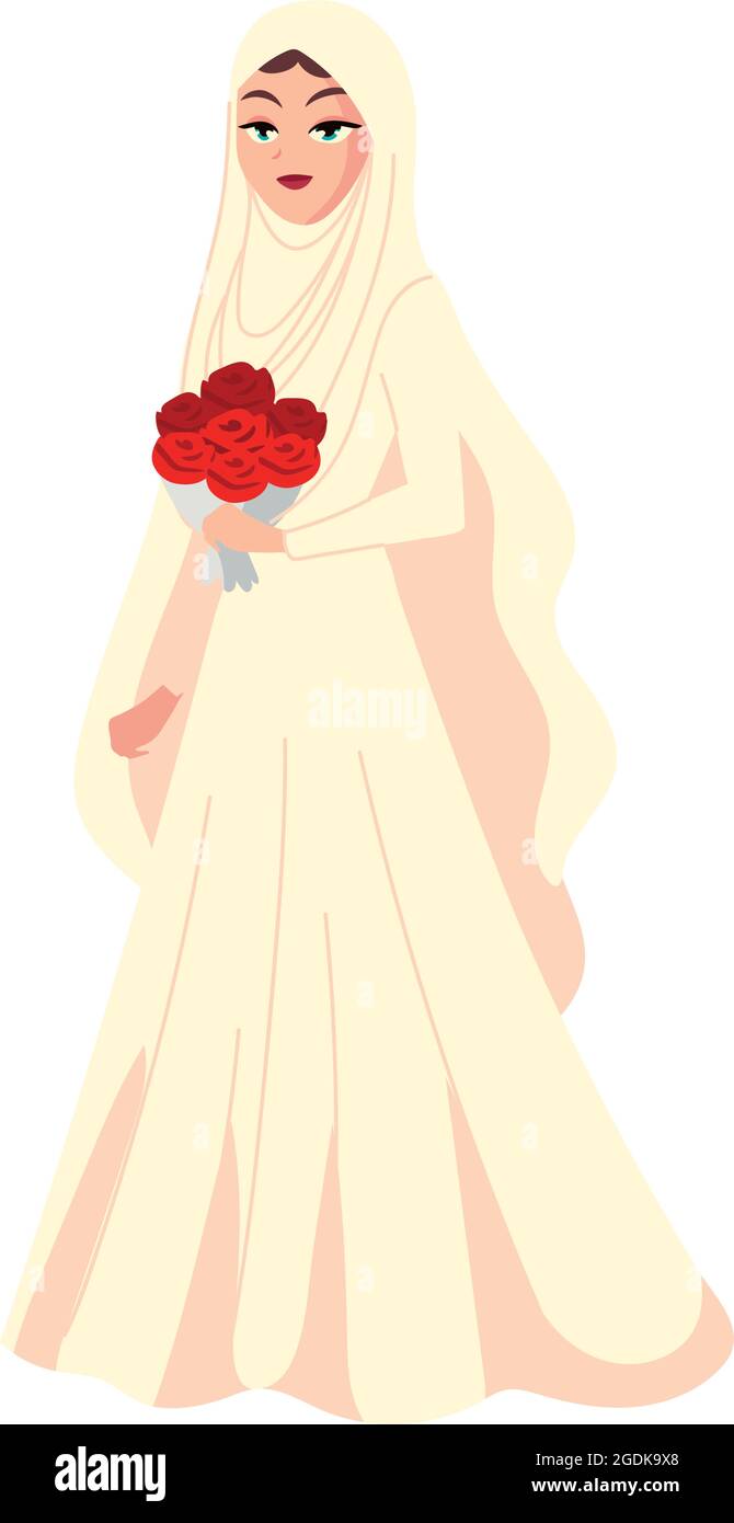 beautiful muslim bride with flowers Stock Vector Image & Art - Alamy