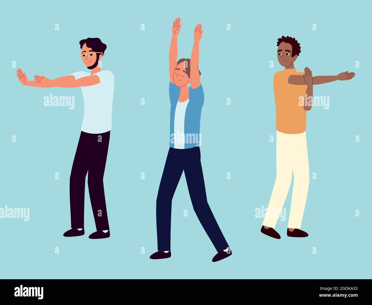 men doing stretching, active break Stock Vector Image & Art - Alamy