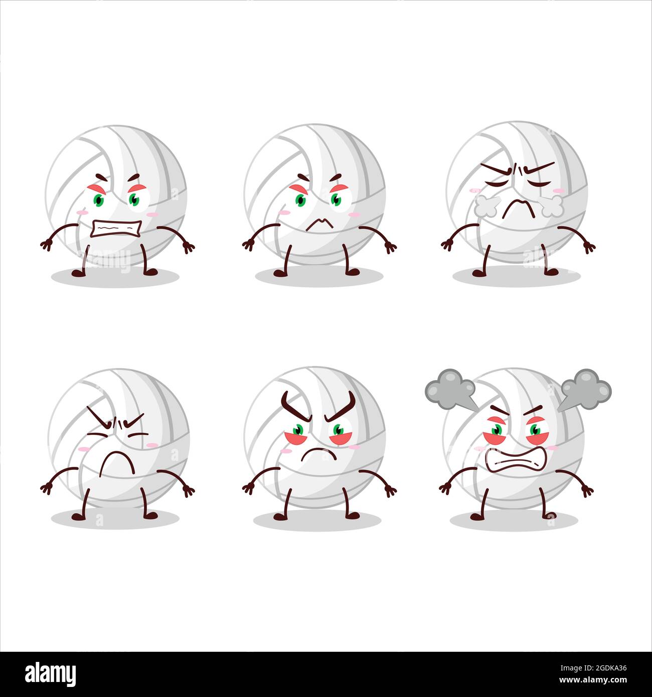 White volleyball cartoon character with various angry expressions ...