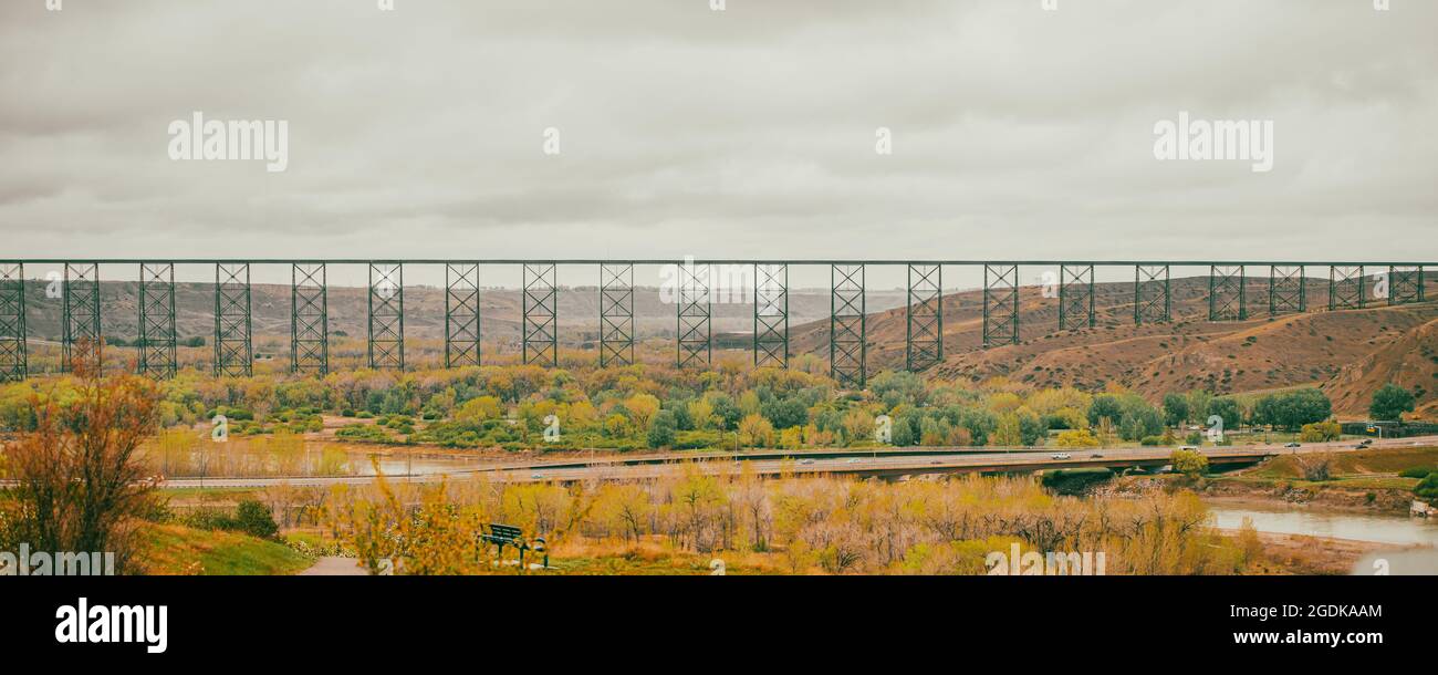 Panoramic view of the High Level Bridge in Lethbridge Stock Photo - Alamy