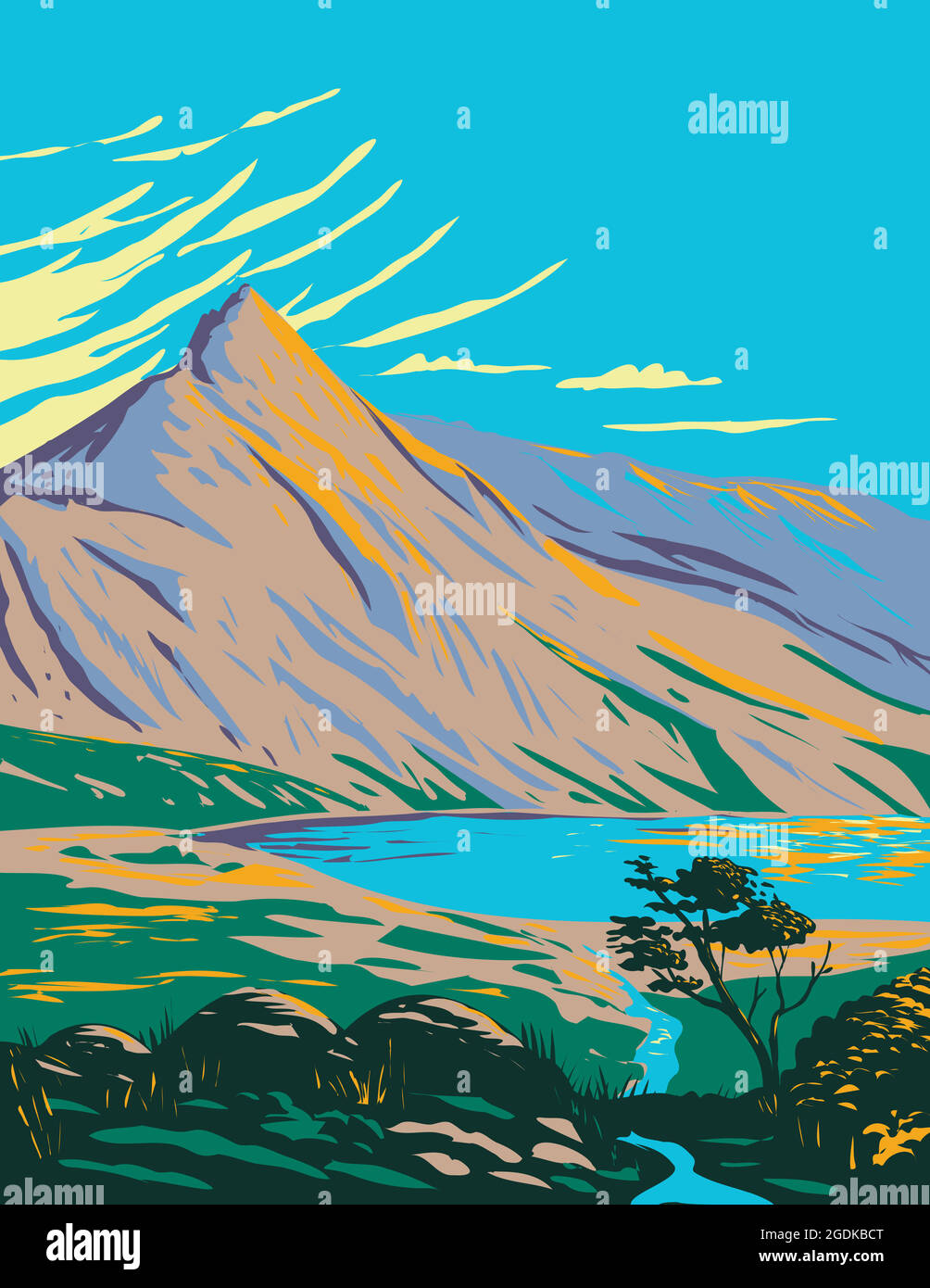 Snowdon landscape Stock Vector Images - Alamy