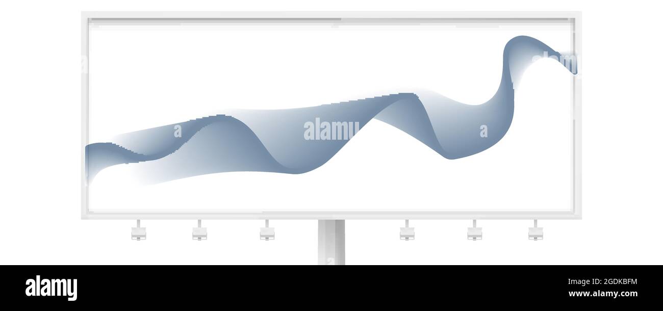 Billboard with waving lines. Isolated on white background. Smoke effect ...