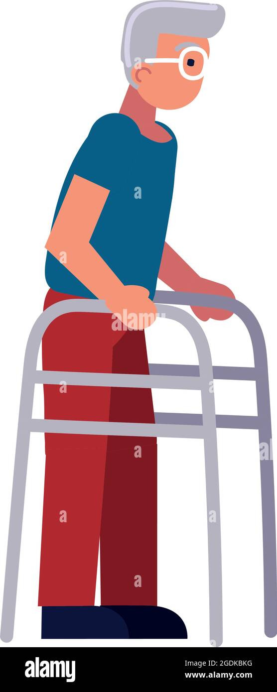 disabled old man with walker Stock Vector Image & Art - Alamy