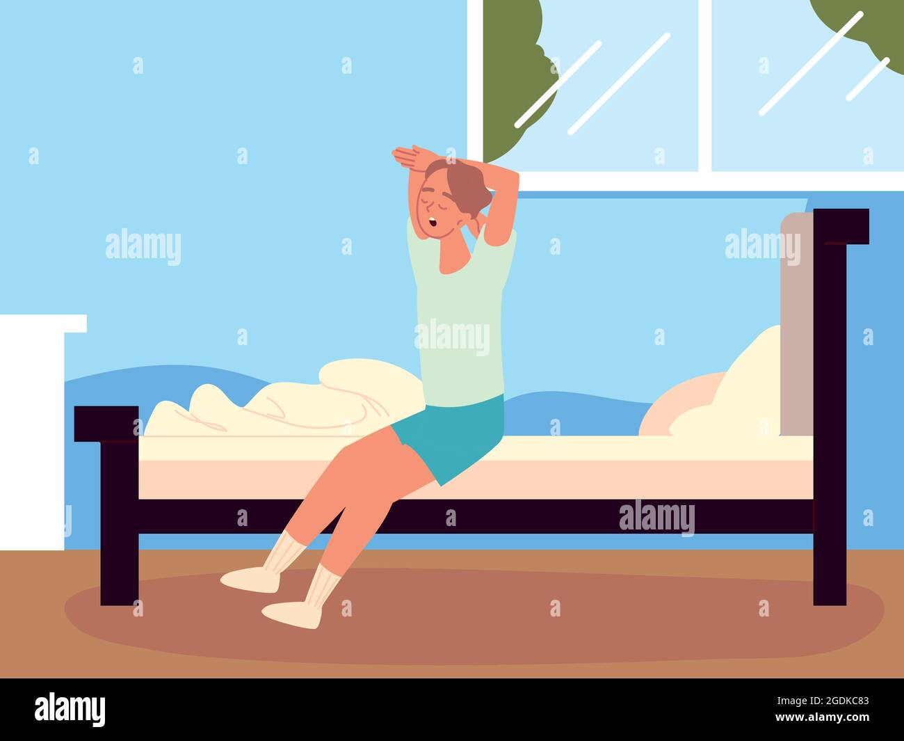 man character wakes after sleep Stock Vector Image & Art - Alamy