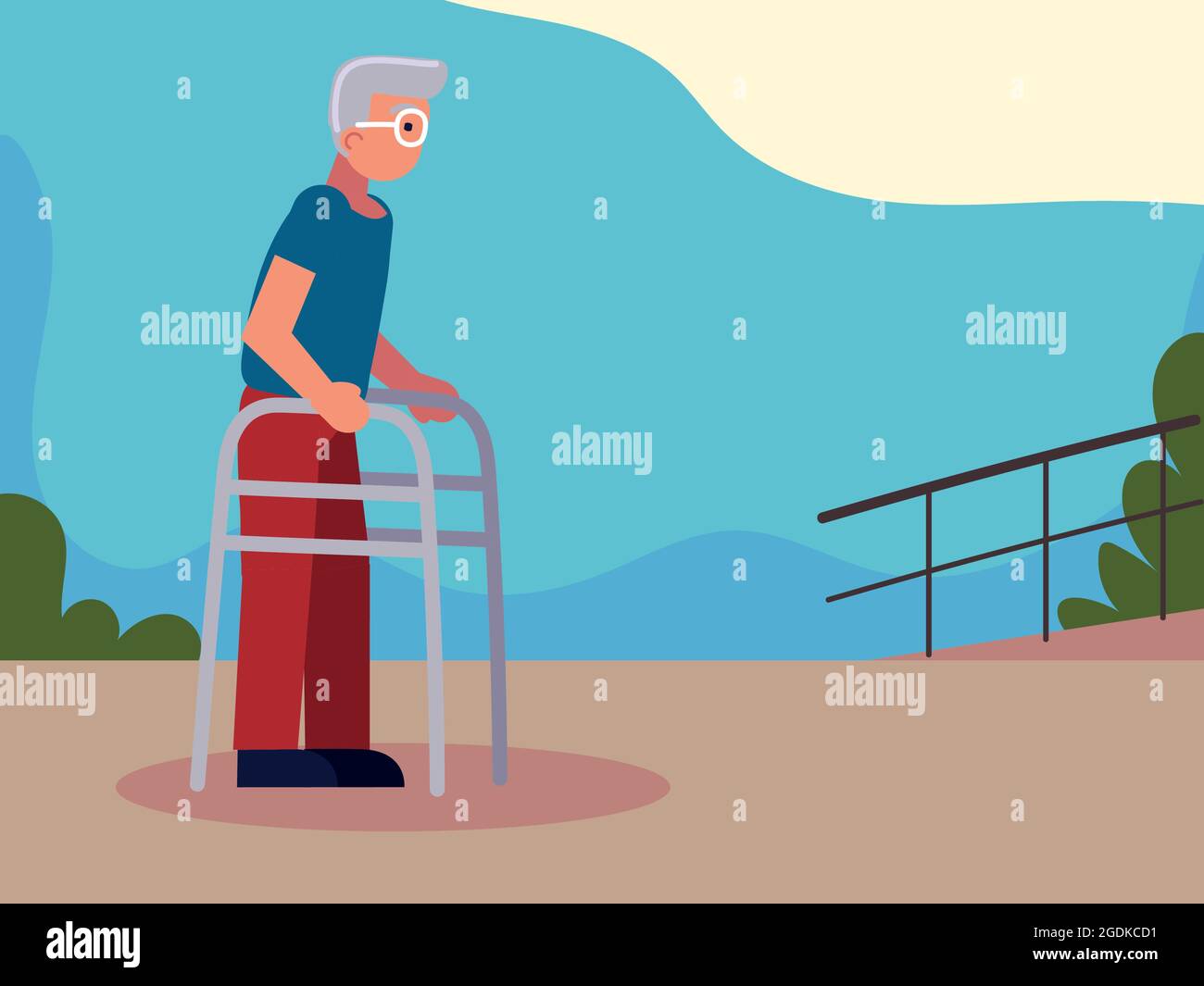 old man with physical disability Stock Vector Image & Art - Alamy