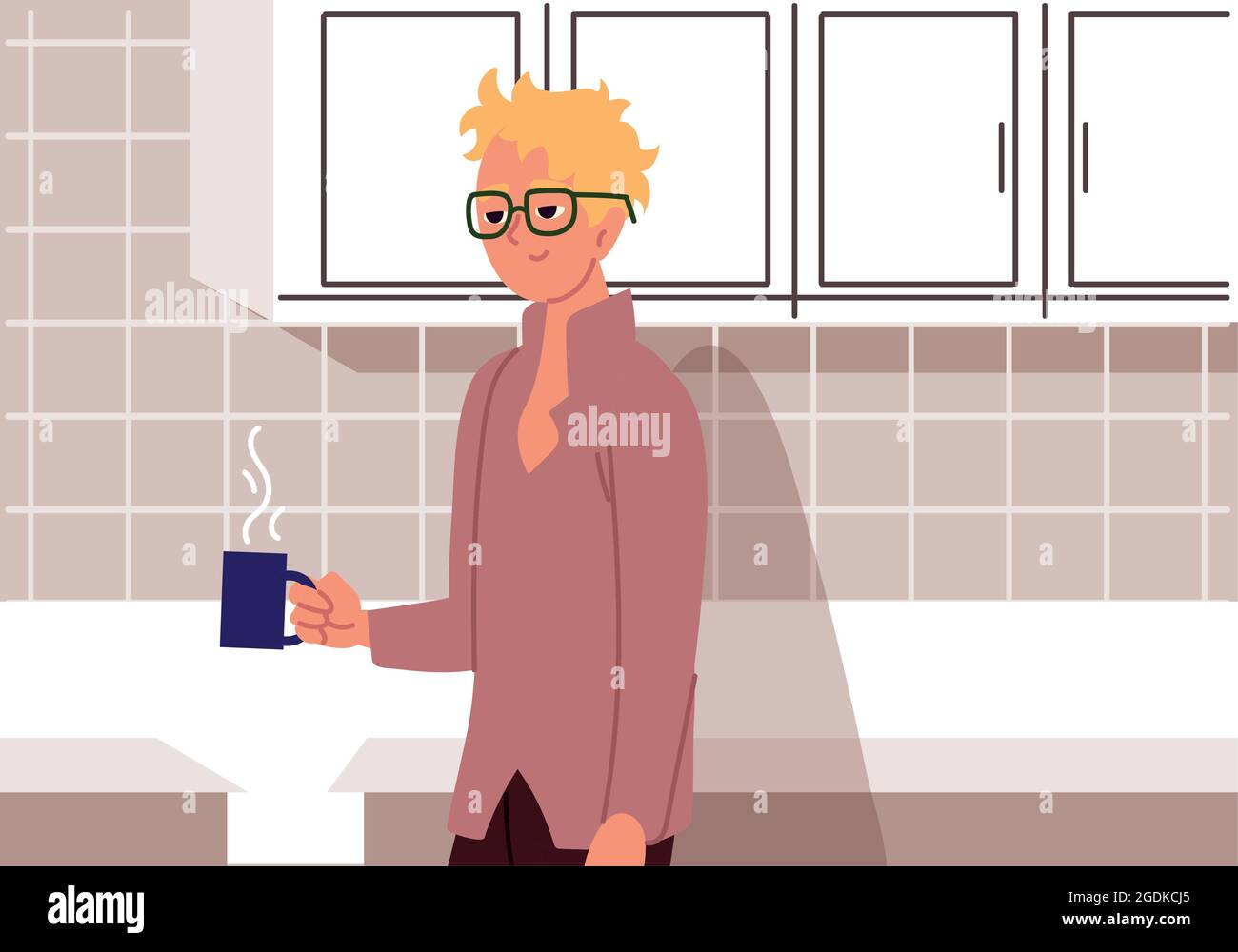 Drink coffee waiting man Stock Vector Images - Alamy