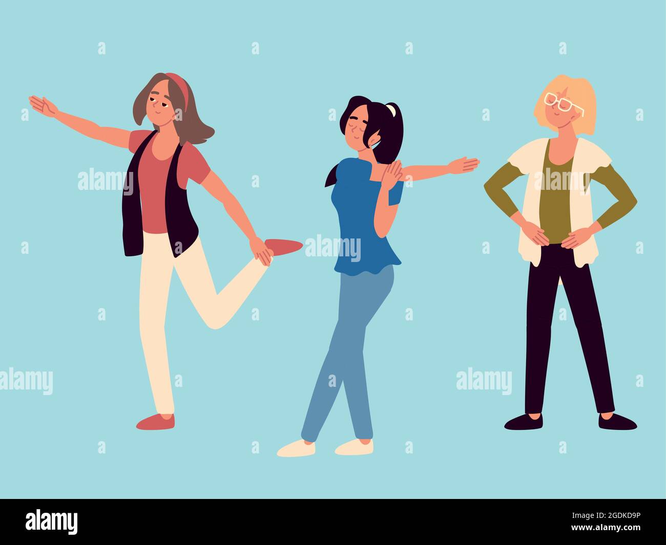 women doing stretching, active break Stock Vector Image & Art - Alamy