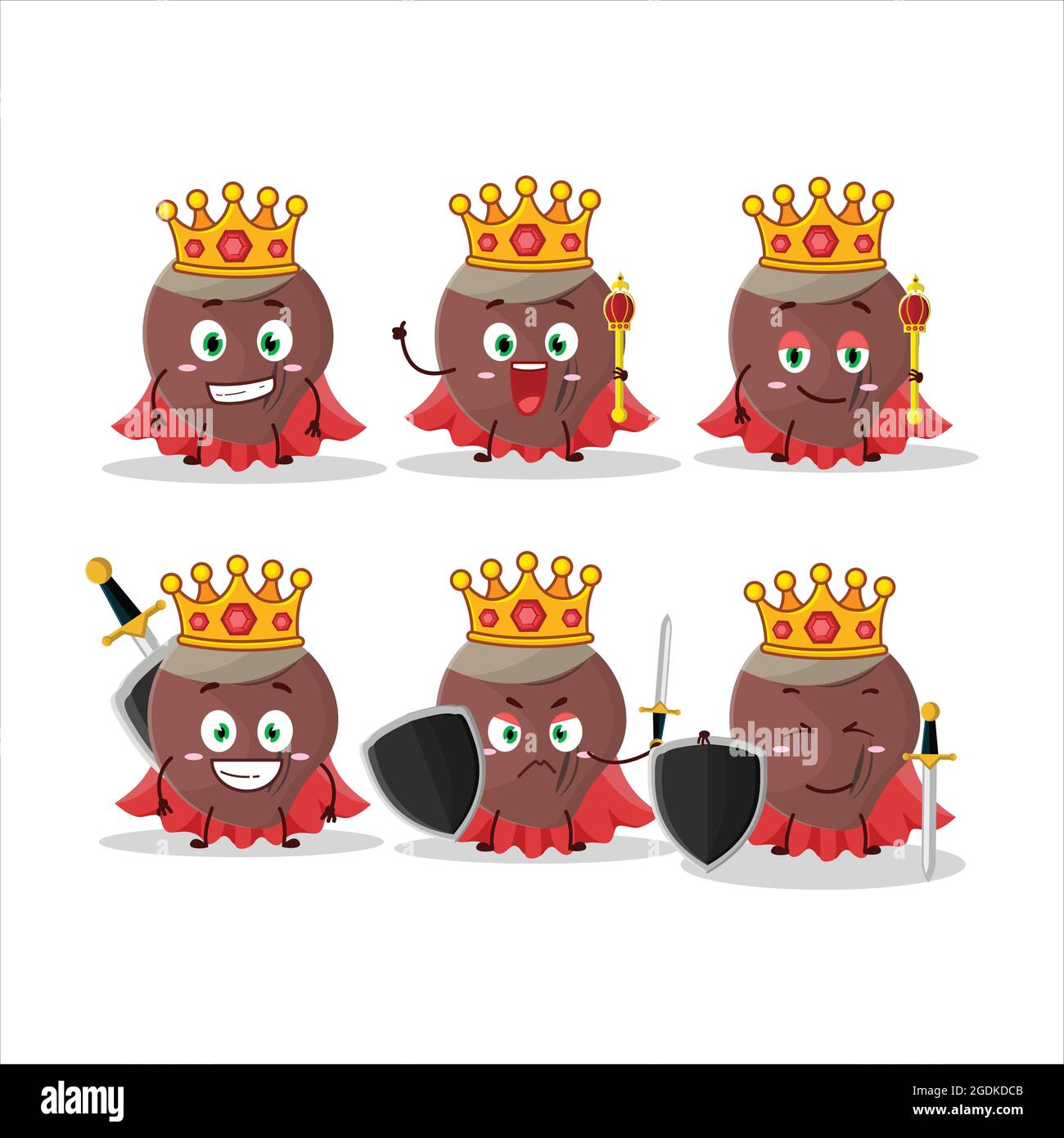A Charismatic King acorn cartoon character wearing a gold crown. Vector ...