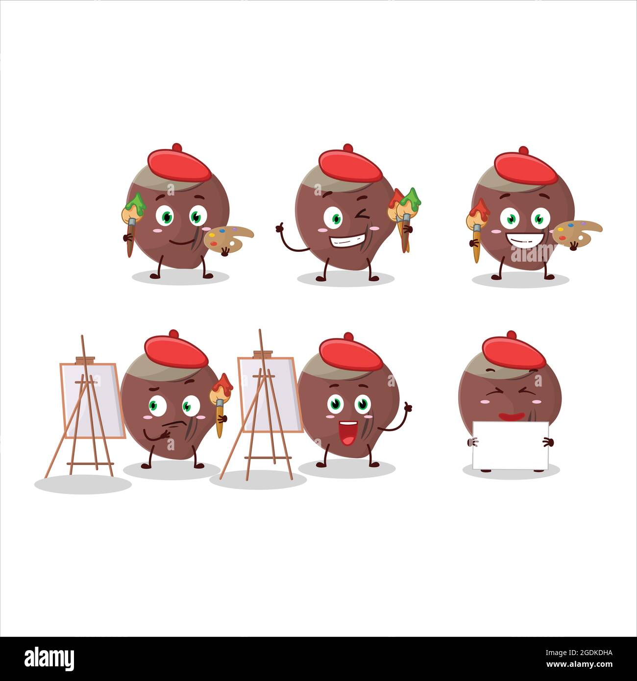 Artistic Artist of acorn cartoon character painting with a brush ...