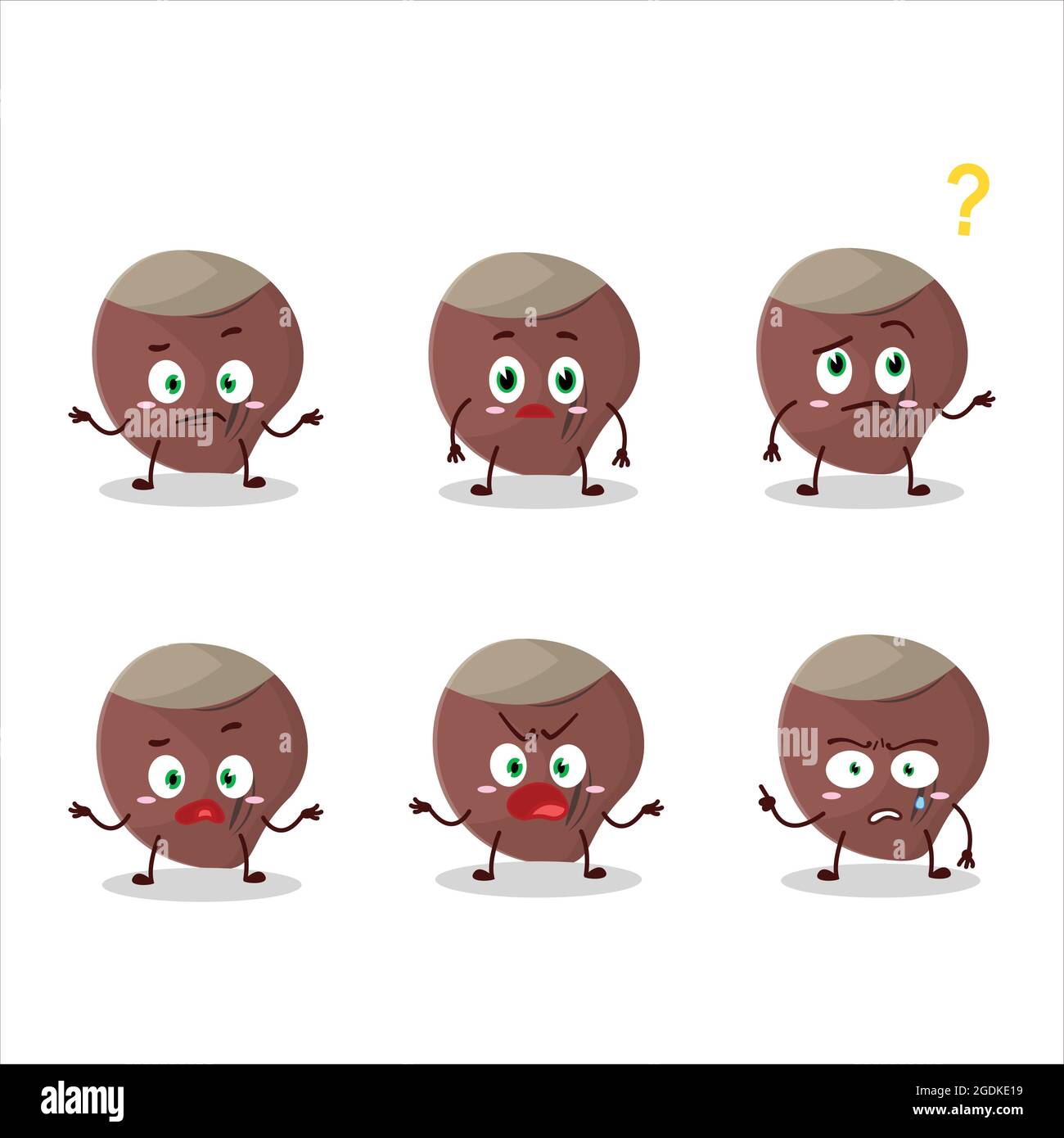 Cartoon in character of acorn with what expression. Vector illustration ...