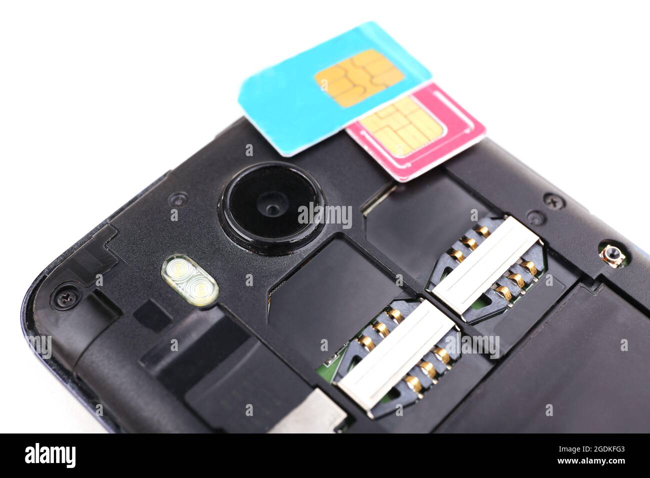 cell phone and sim card, isolated on white Stock Photo - Alamy