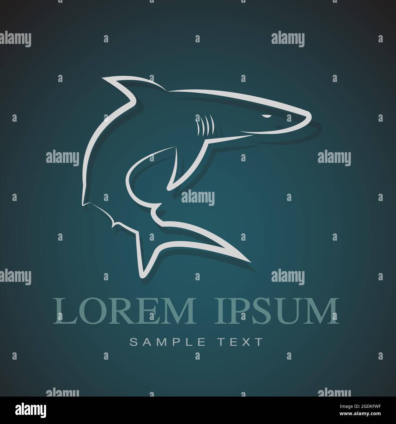 Vector image of sharks on blue backgroundใ Easy editable layered vector ...