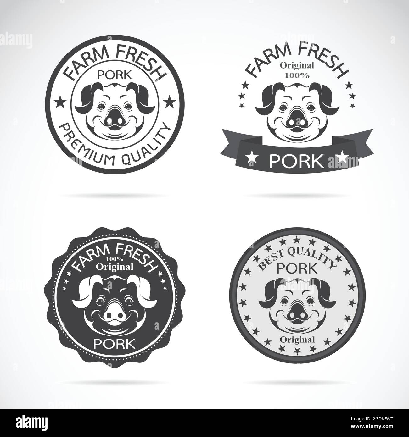 Set of vector pig label on white background. Easy editable layered ...