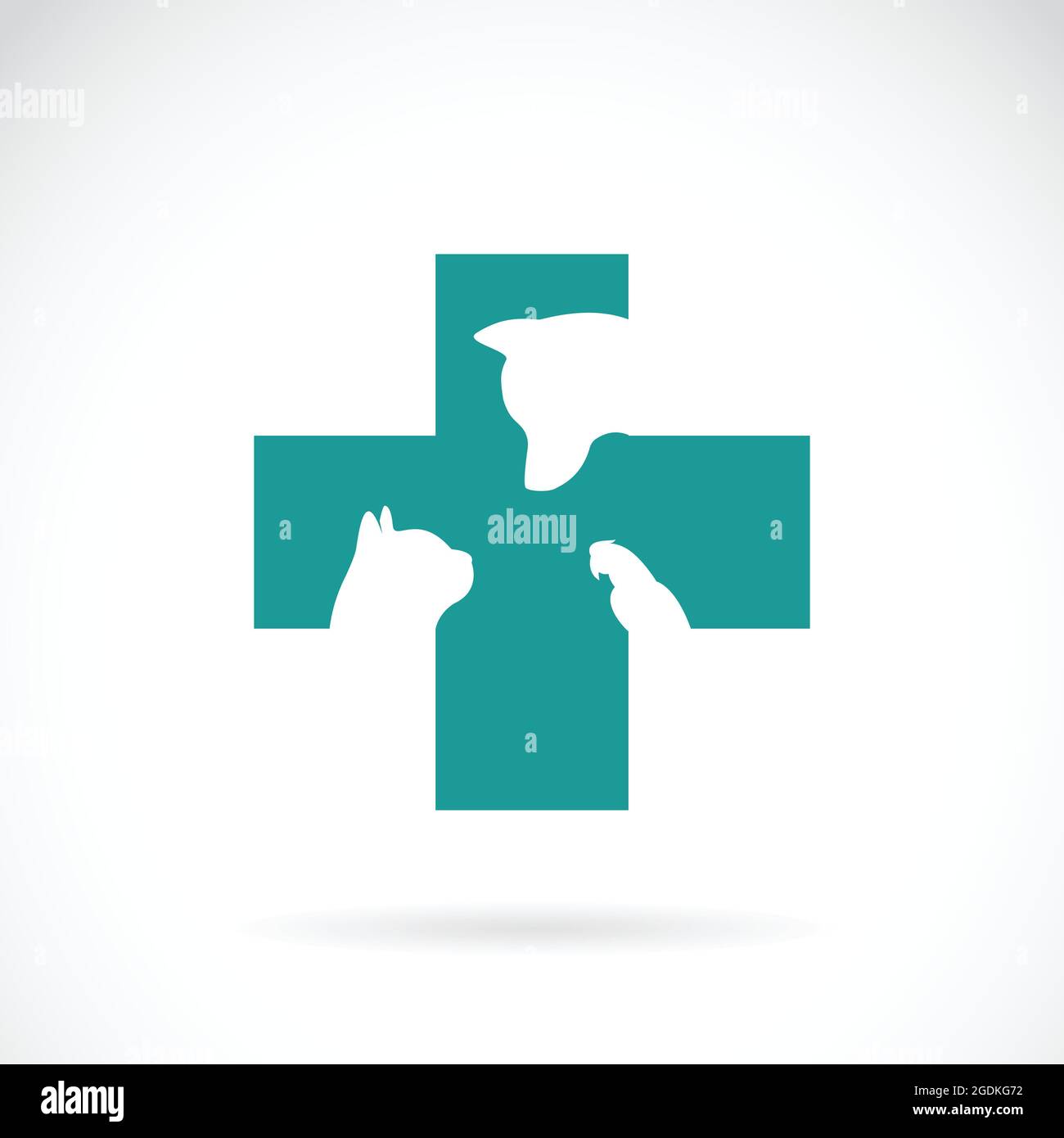 Vector image of veterinary symbol with dog cat and bird on white ...