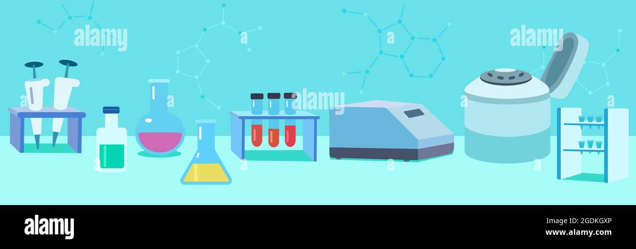 Banner on the theme of molecular biology and biotechnology, laboratory ...