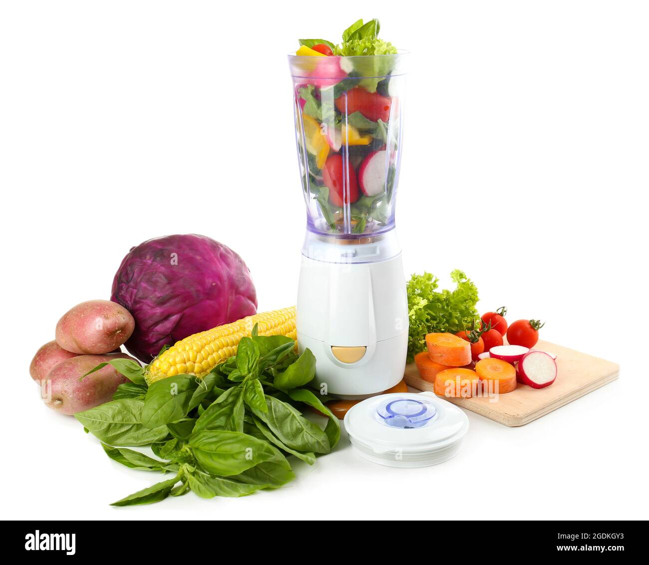 Blender with fresh vegetables isolated on white Stock Photo - Alamy