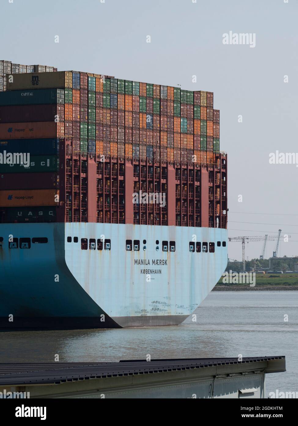 Doel, Belgium, 21 July 2021, Detail photo of the fully loaded container ...