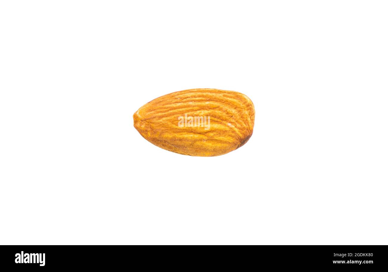 One almond on a white background. Clipping path Stock Photo - Alamy