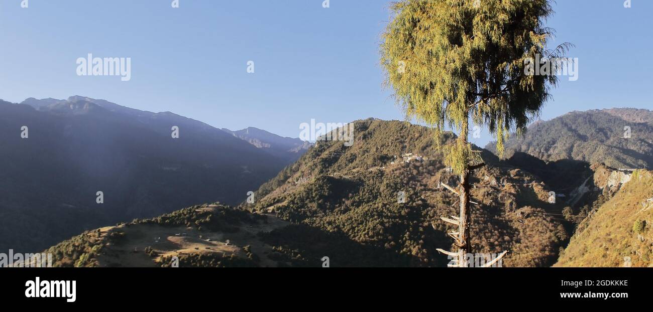 remote countryside area of tawang district of arunachal pradesh, north ...