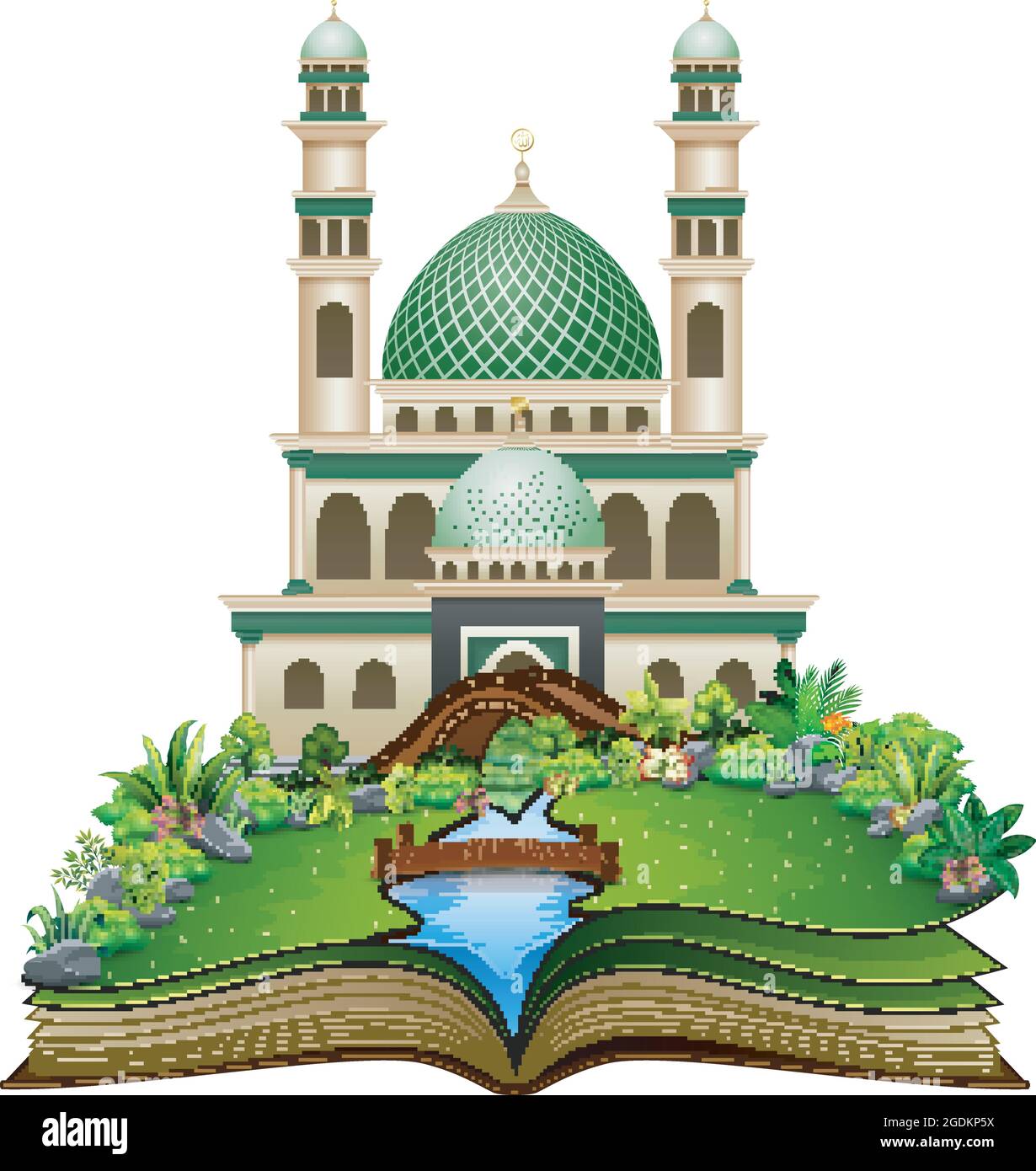 Open book with islamic mosque in the park Stock Vector Image & Art - Alamy