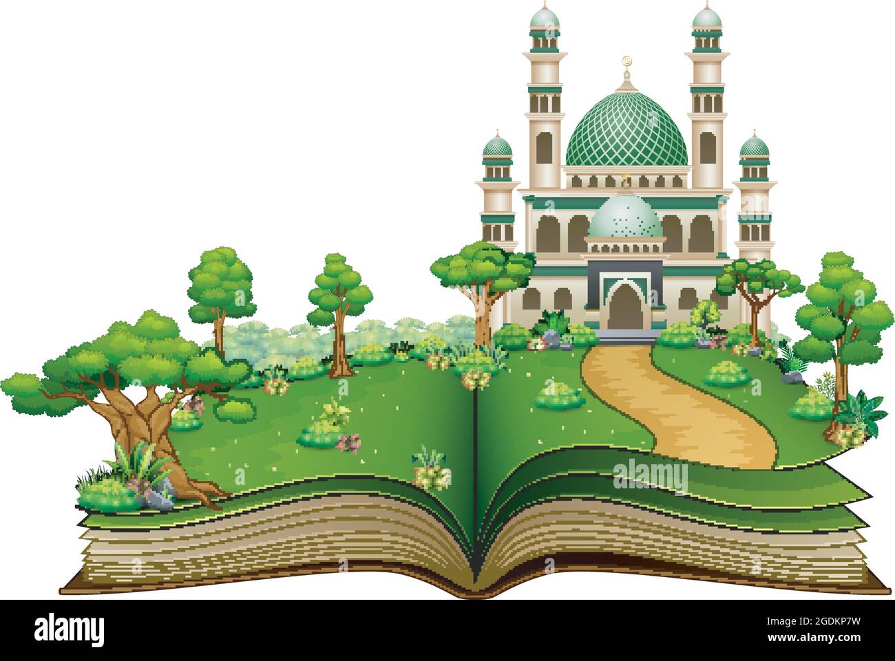 Open book with islamic mosque in the park Stock Vector Image & Art - Alamy