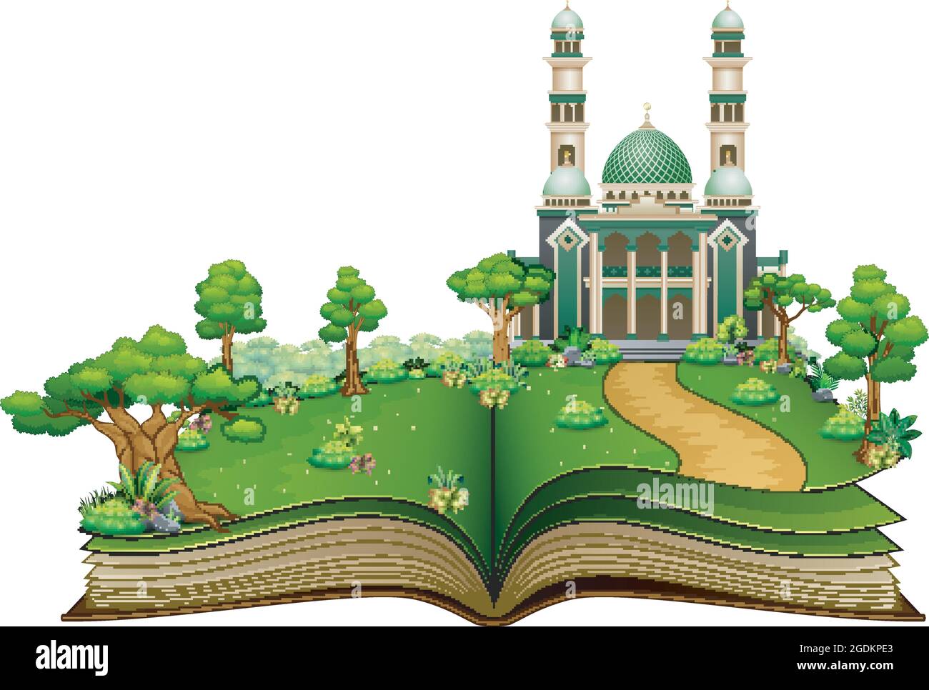 Open book with islamic mosque in the park Stock Vector Image & Art - Alamy
