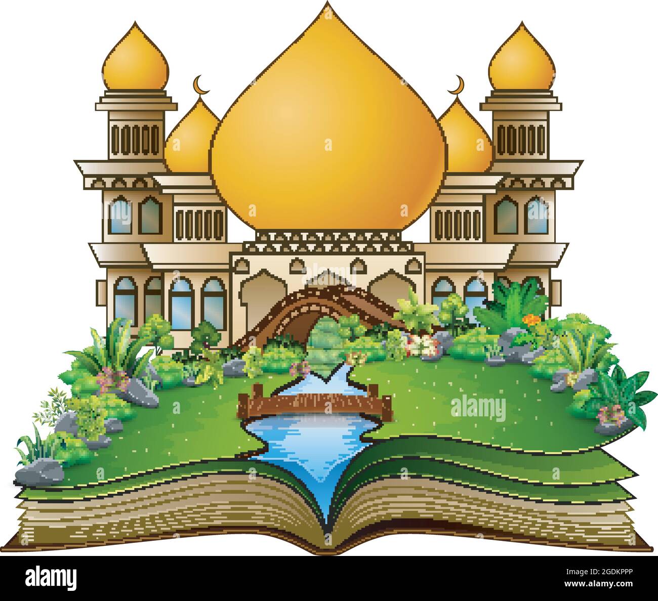 Open book with islamic mosque in the park Stock Vector Image & Art - Alamy