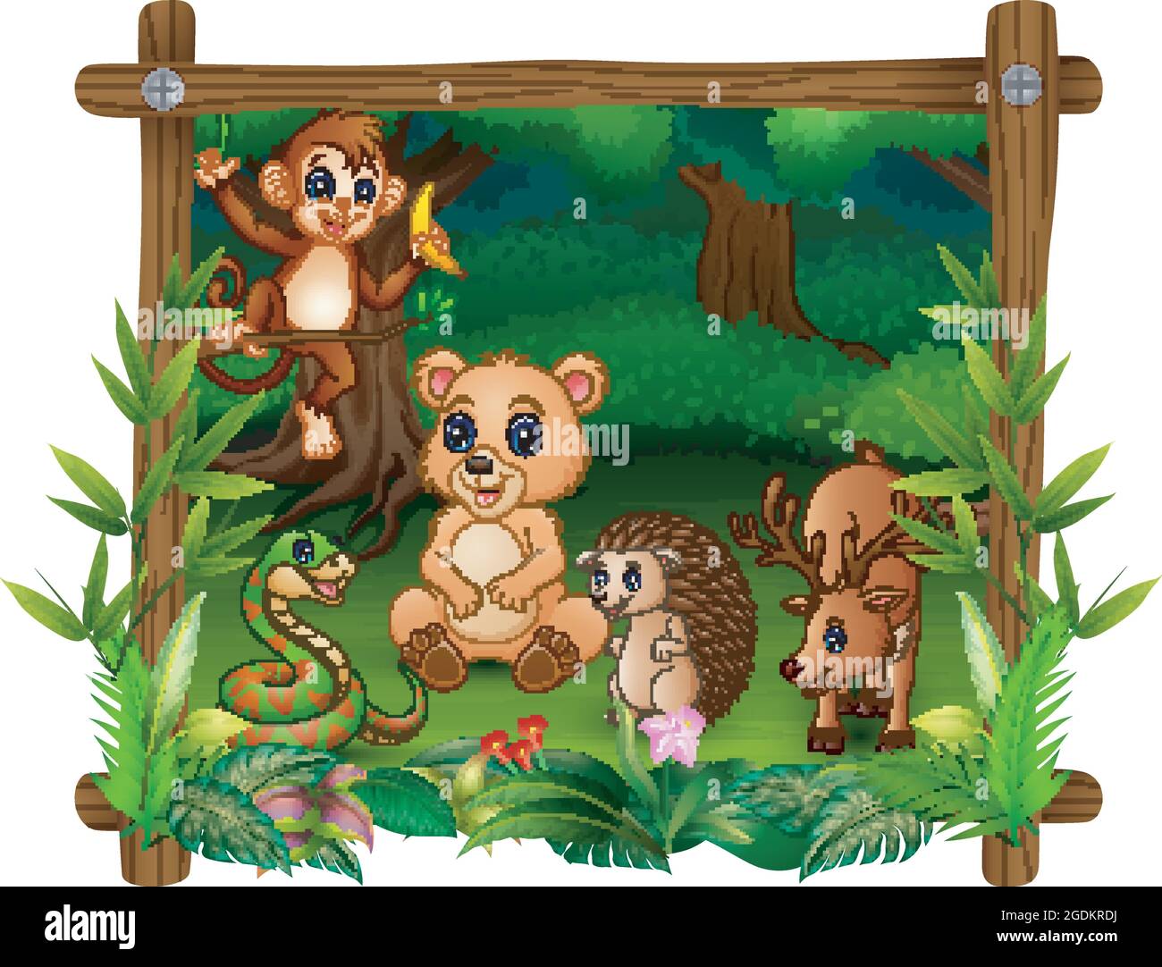 The animals meet in forest Stock Vector Image & Art - Alamy