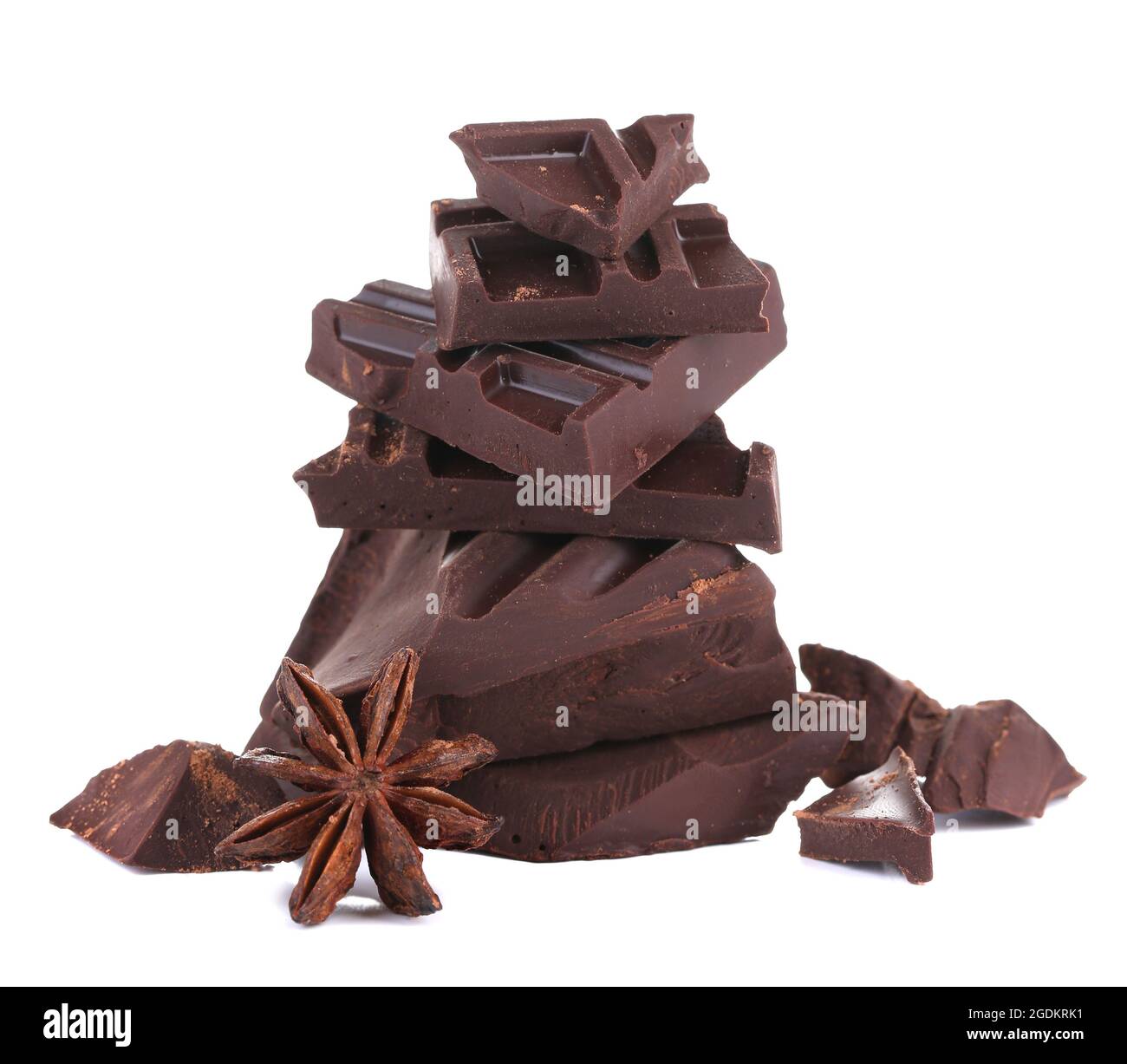 Cracked chocolate bar isolated on white Stock Photo - Alamy