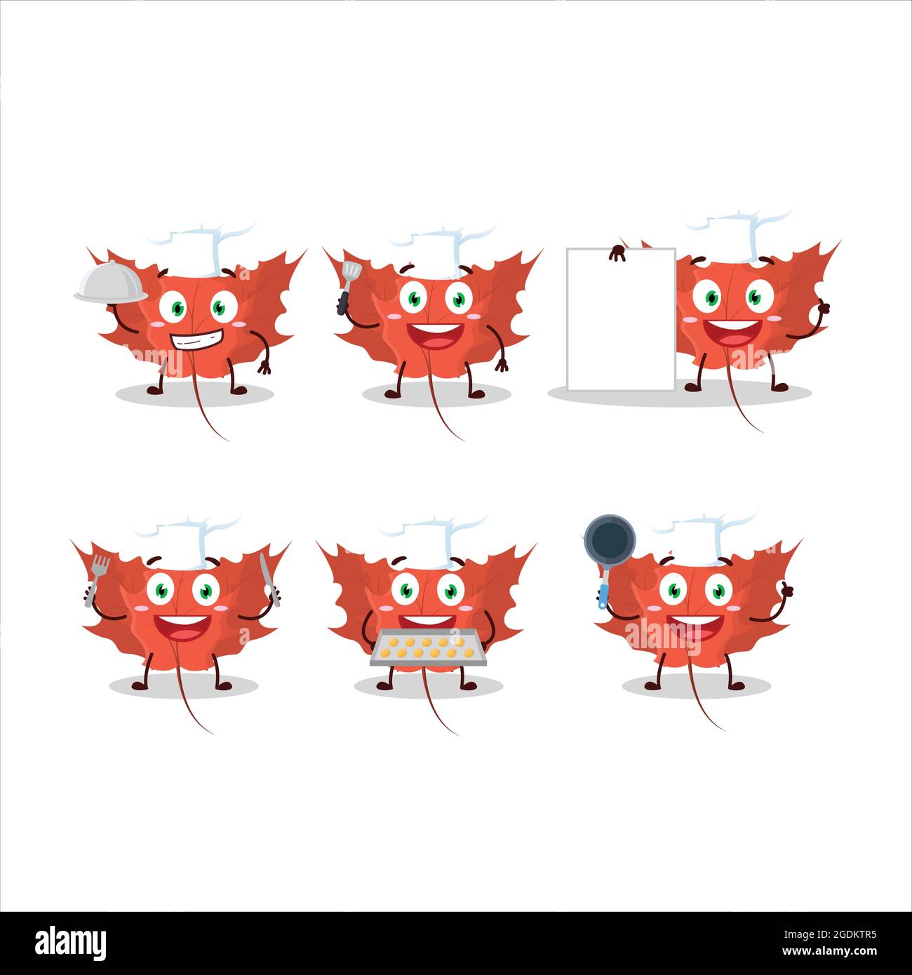 Cartoon character of autumn blaze maple with various chef emoticons ...
