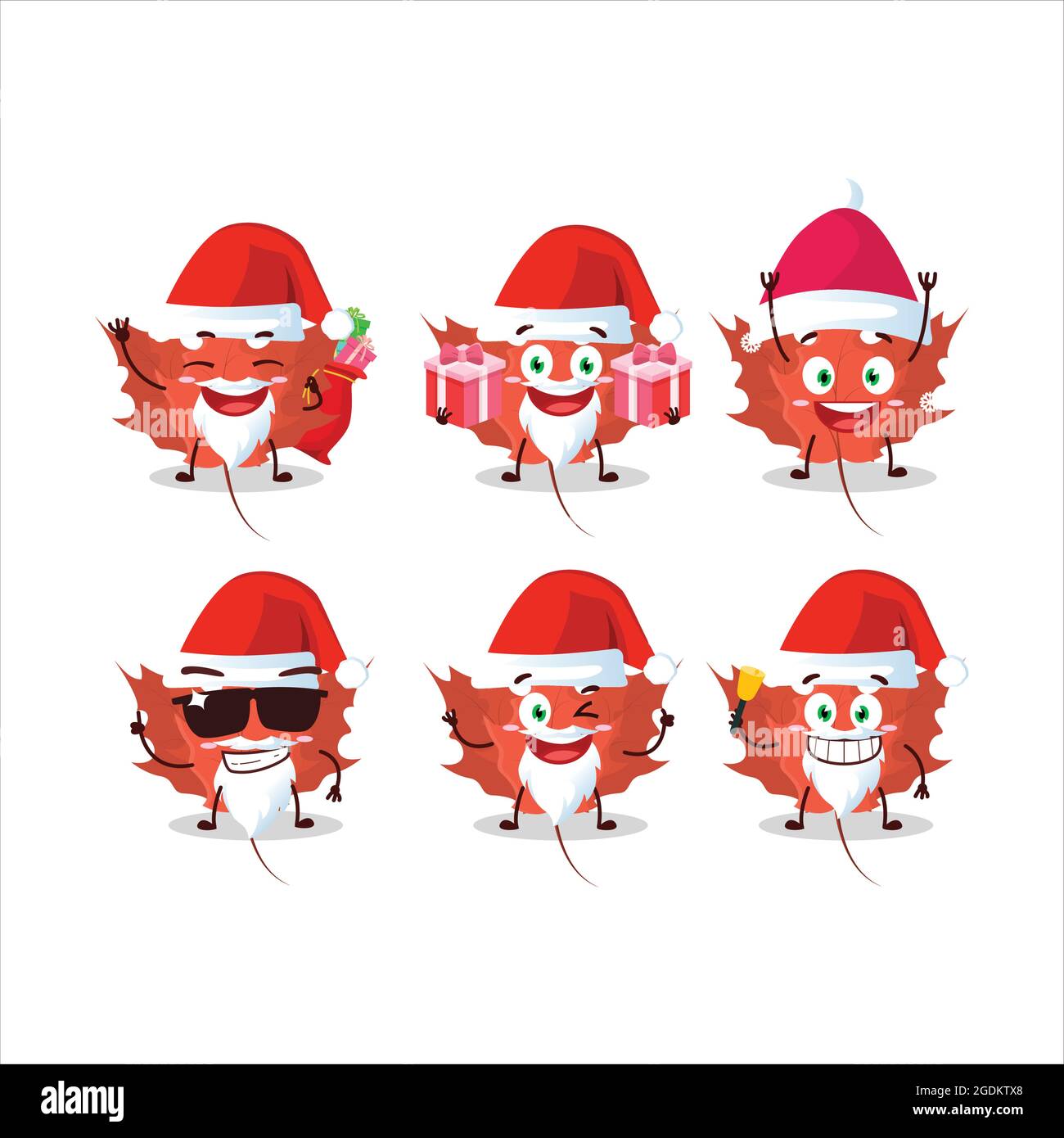 Santa Claus emoticons with autumn blaze maple cartoon character. Vector ...