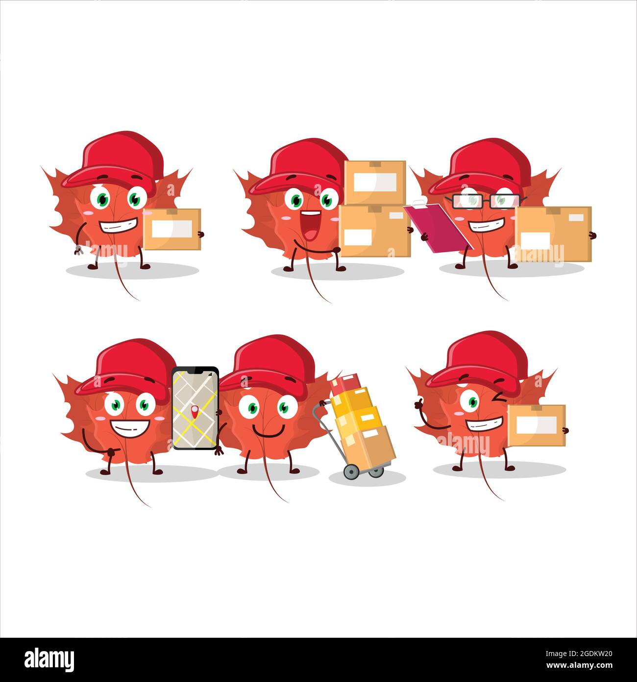 Cartoon character design of autumn blaze maple working as a courier ...